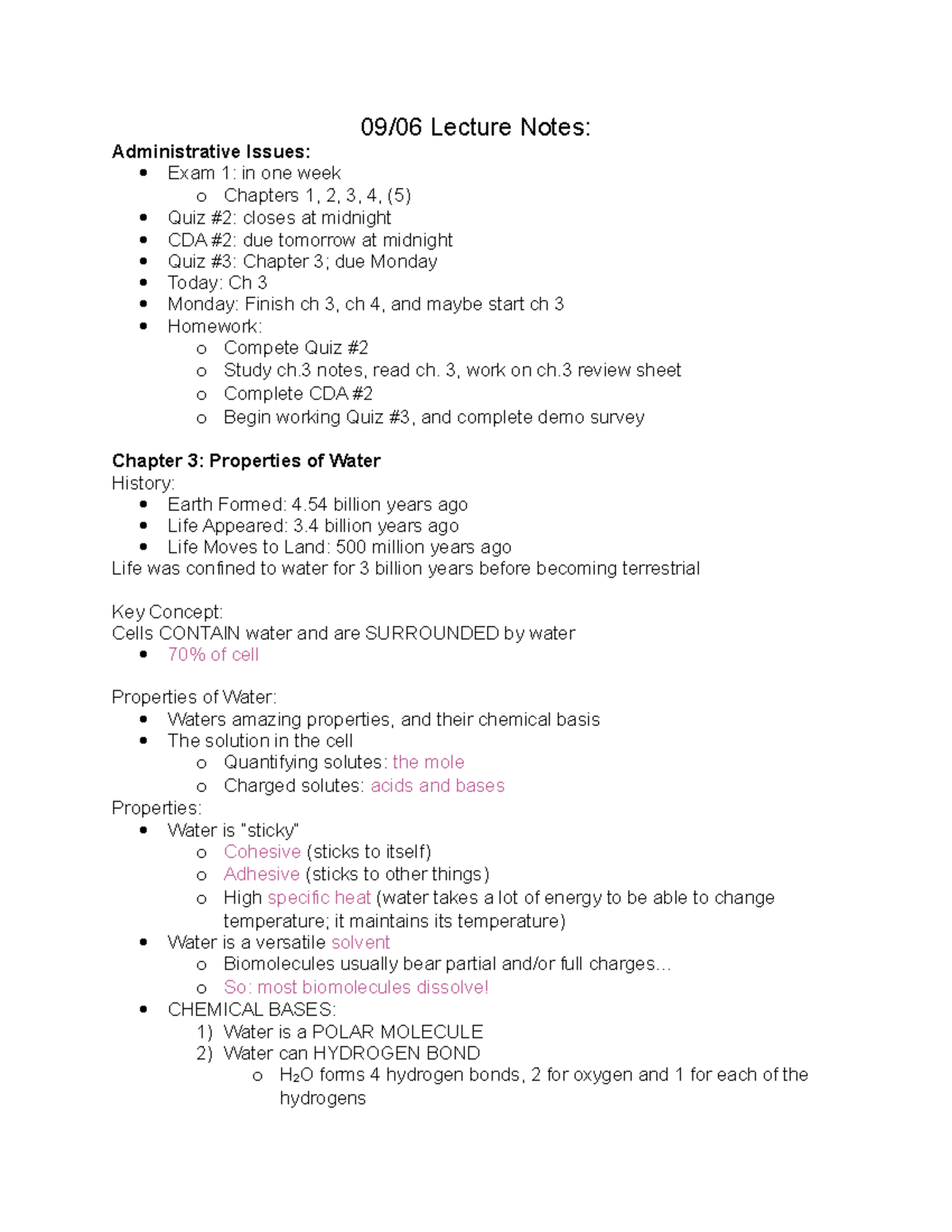 09 06 Lecture Notes 09 06 Lecture Notes Administrative Issues Exam