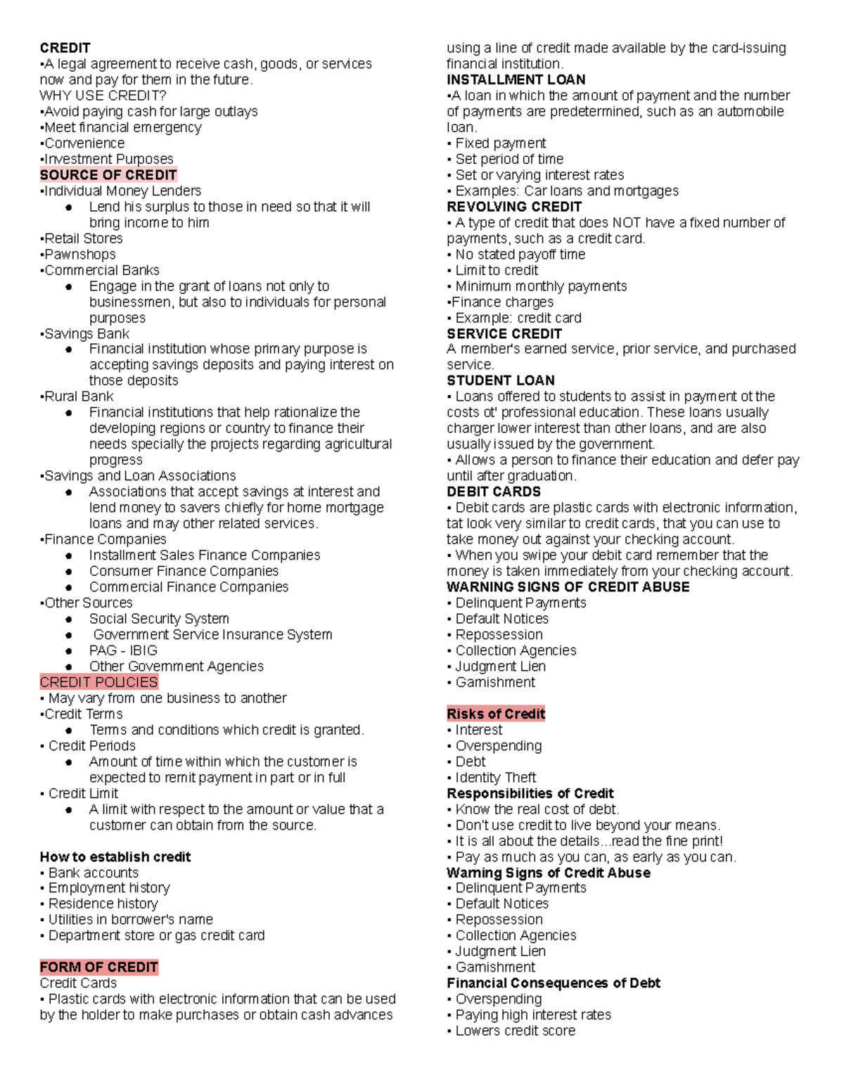 Credit Reviewer - CREDIT •A legal agreement to receive cash, goods, or ...