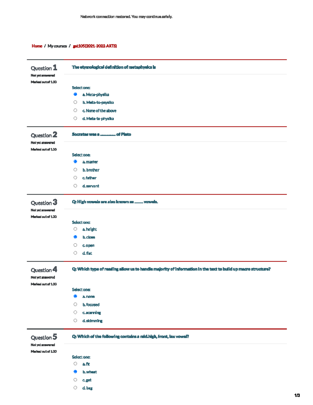 GST105A - GST TEST - General Studies - Unilag - Studocu