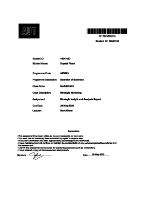 Individual assessment - Sam Waring 14870773 Strategies & Tactics ...