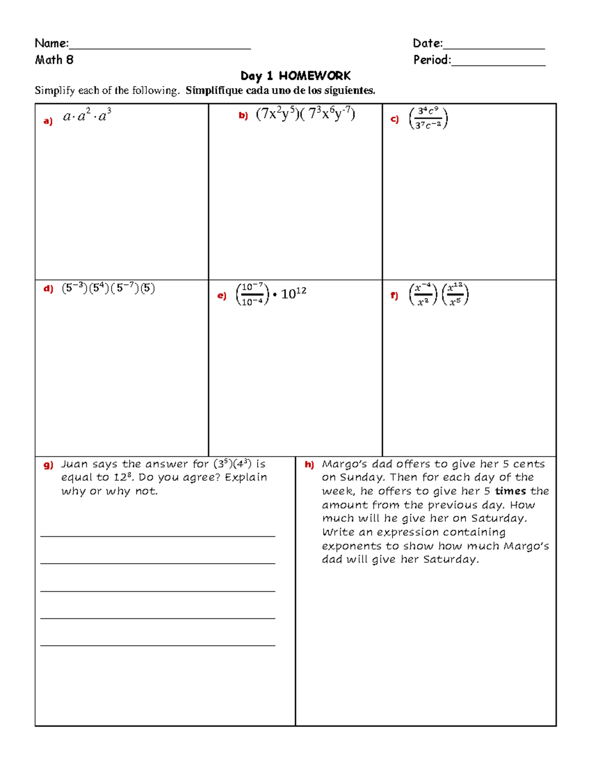 Day 1 HW - dsdsf - Name:_________________________ Date ...