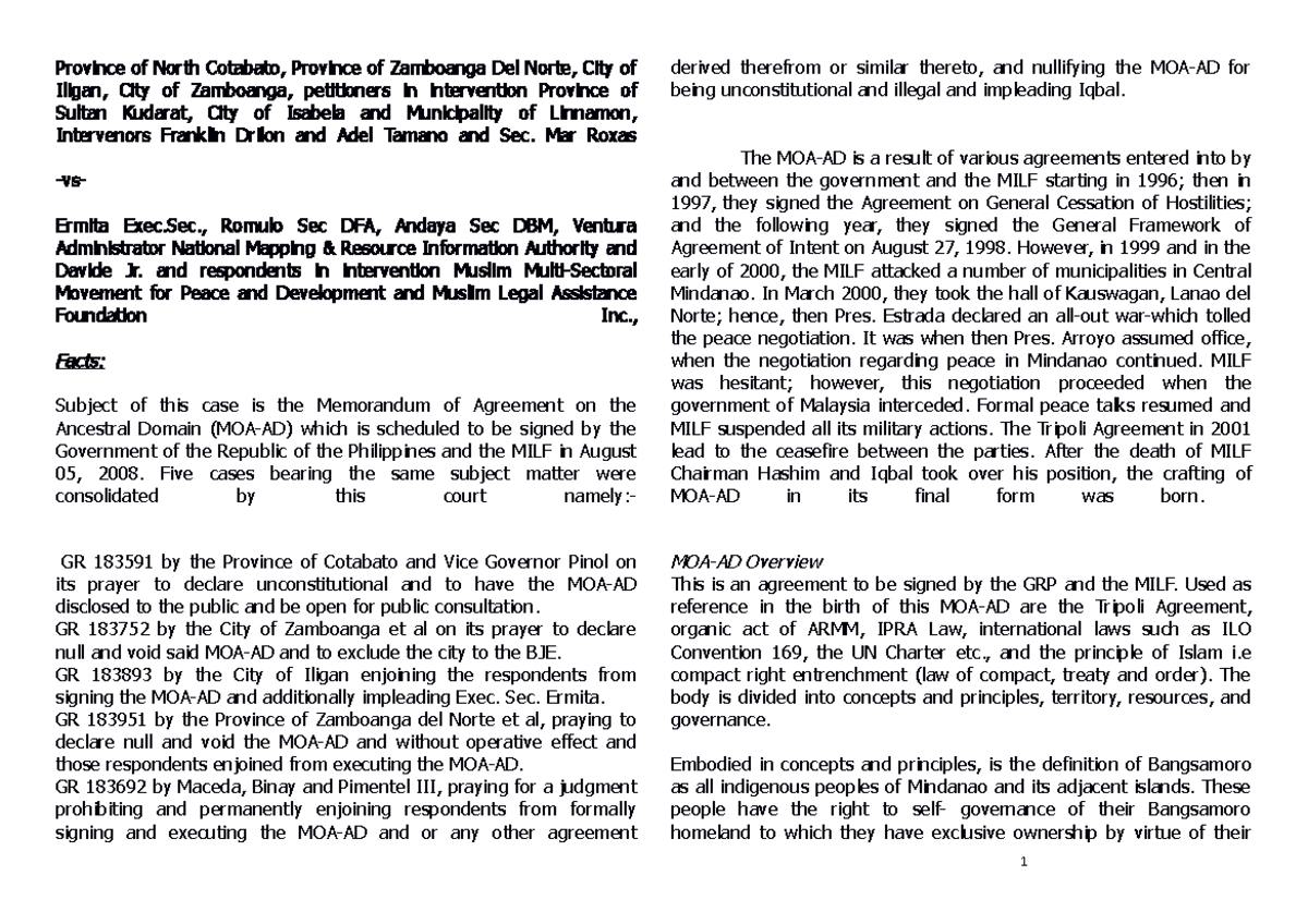 PIL Cases DEC092019 - Province of North Cotabato, Province of Zamboanga ...