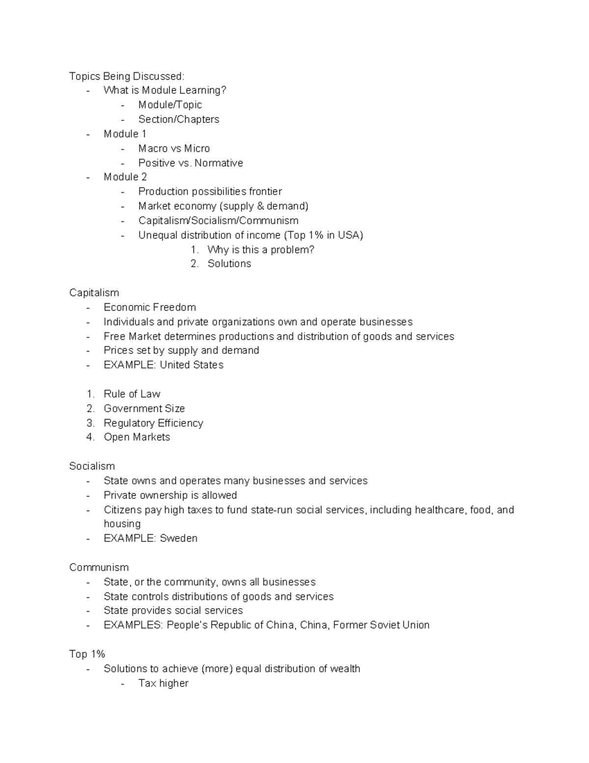 Econ Notes Week 1 - N/A - Topics Being Discussed: - What is Module ...