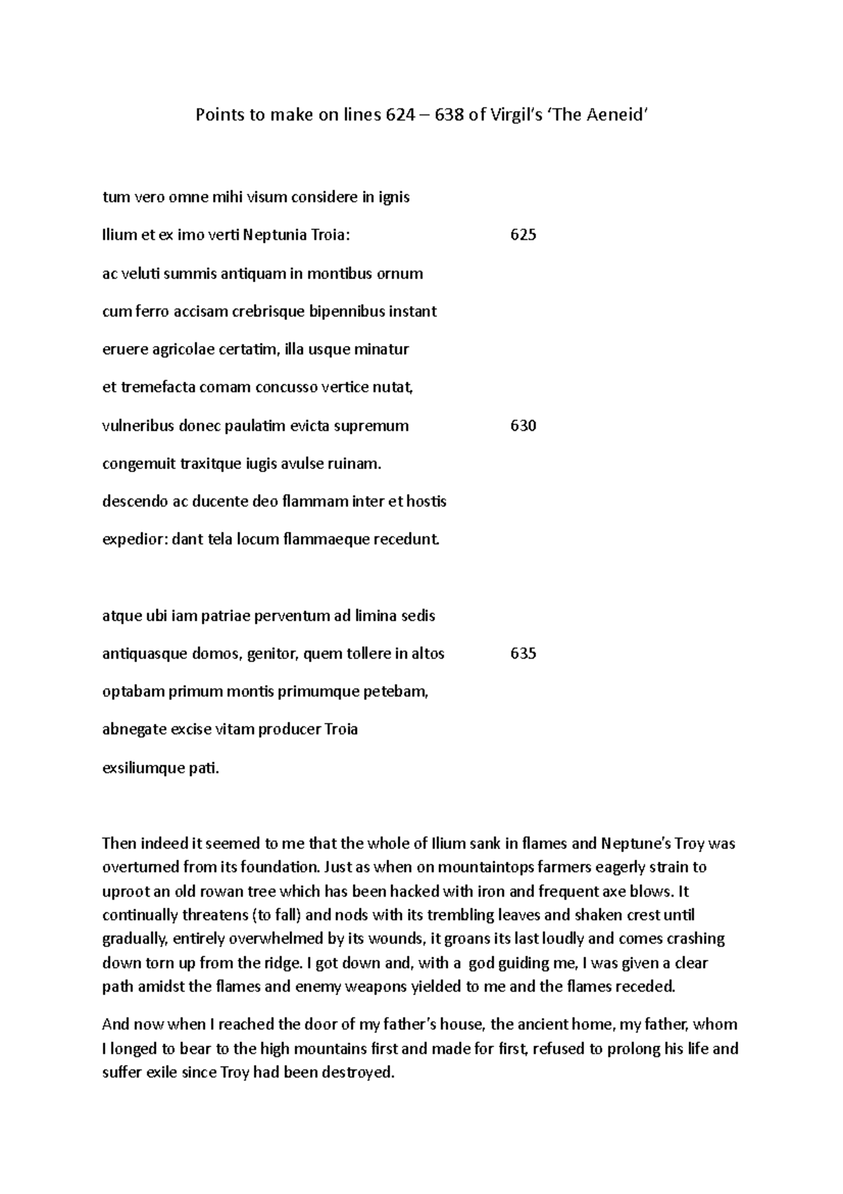 Lines 624 - 638 Virgils Aeneid Points - Points to make on lines 624 ...