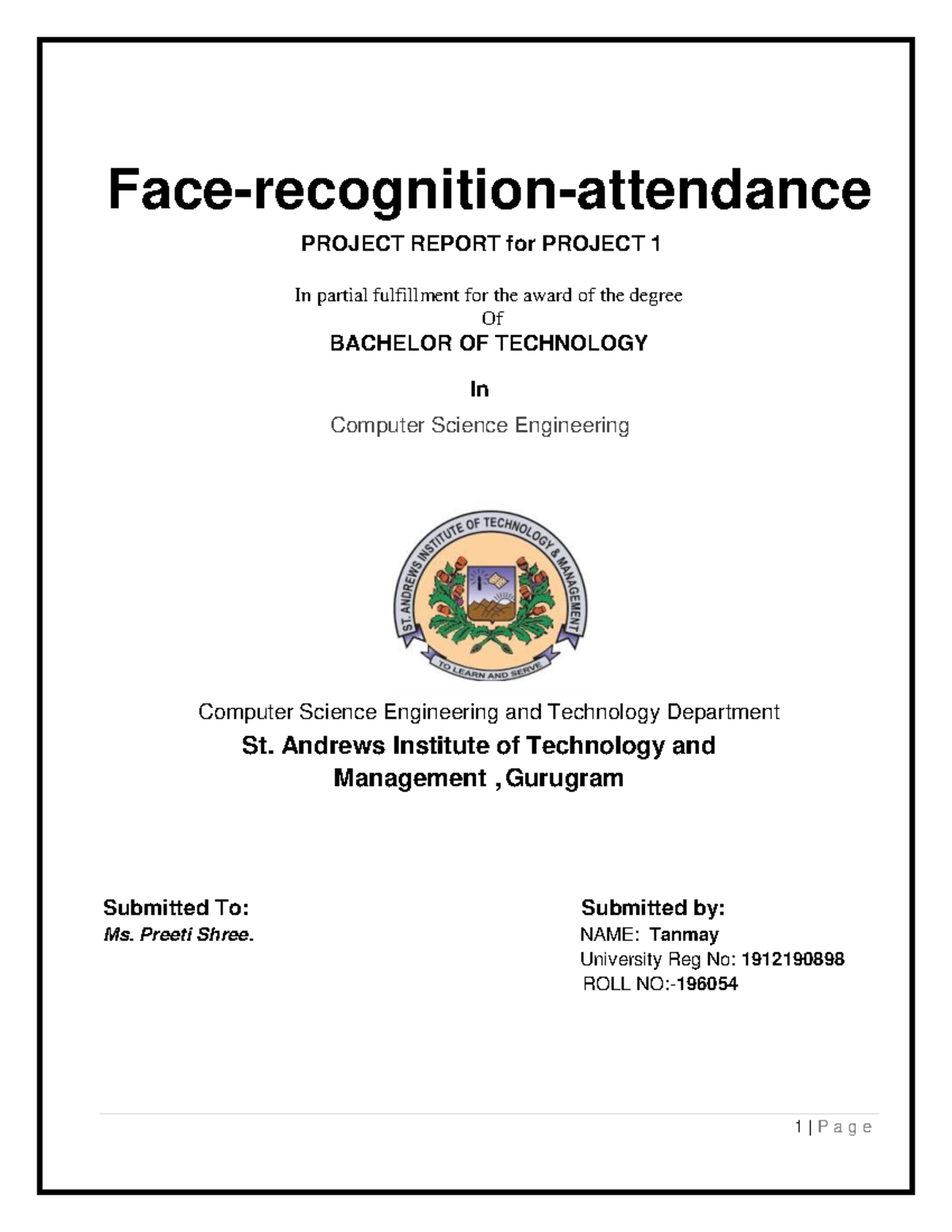 Project Face Recognition Attendance - Face-recognition-attendance PROJECT REPORT for PROJECT 1 ...
