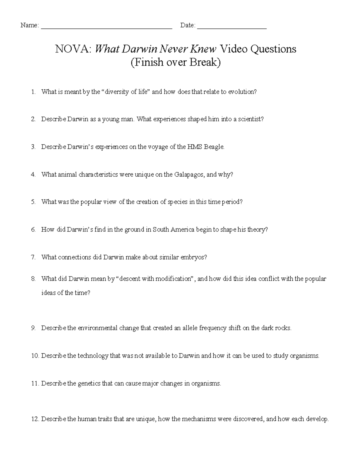 What Darwin Never knew-NOVA - Name ...