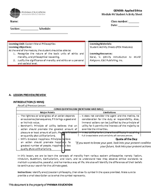 Ethics 2 - mods - GEN006: Applied Ethics Module #2 Student Activity ...