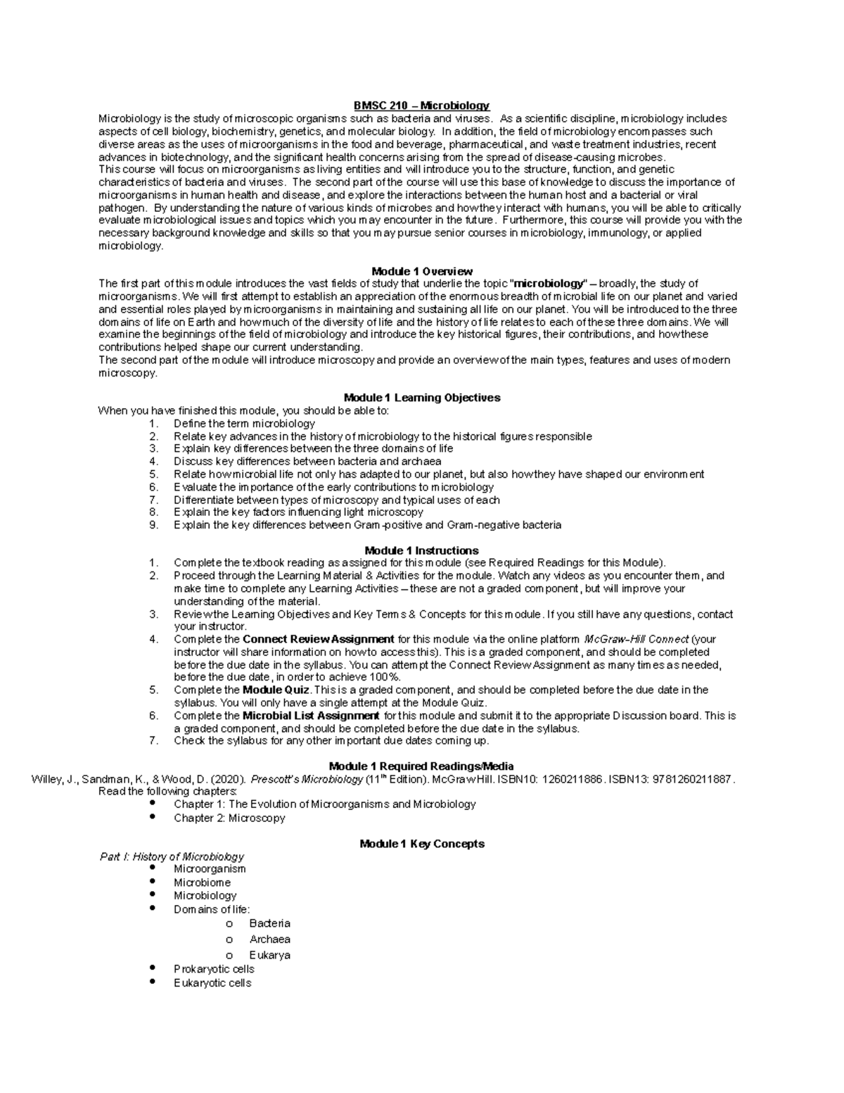 BMSC210-microbiology - BMSC 210 – Microbiology Microbiology is the ...