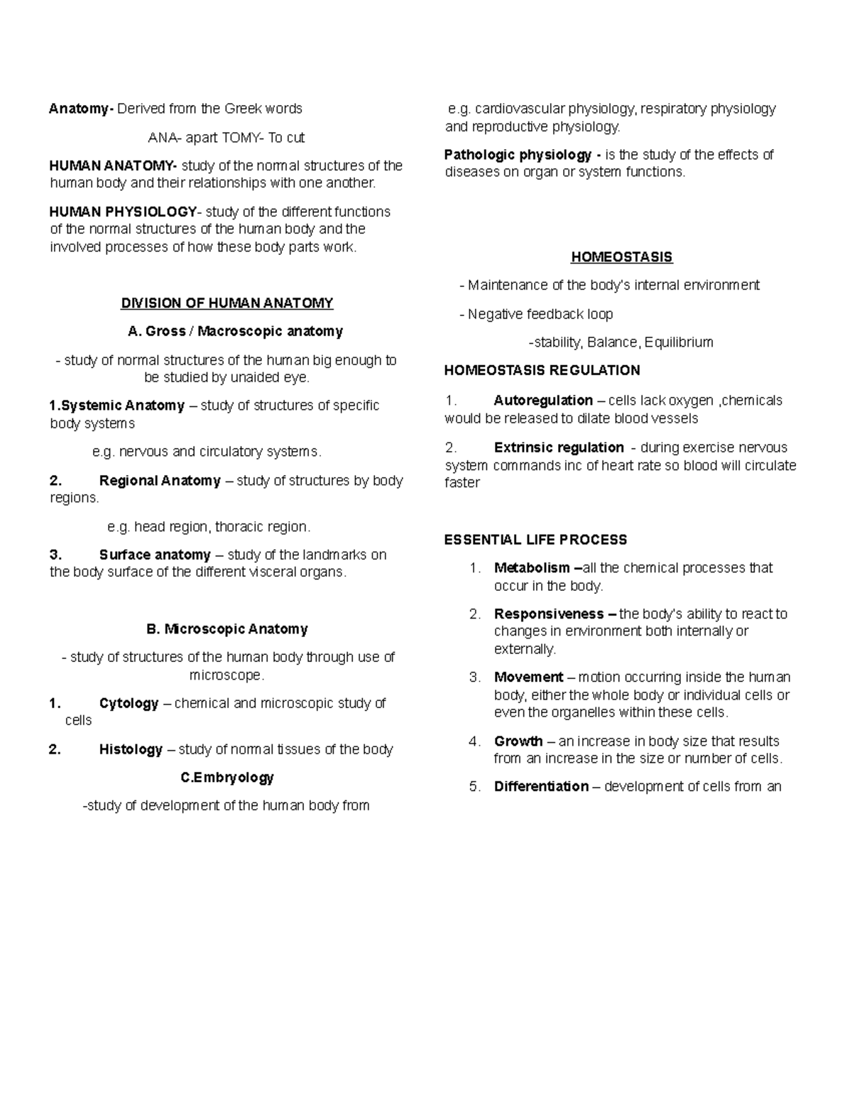 Anaphy reviewer - Anatomy- Derived from the Greek words ANA- apart TOMY ...