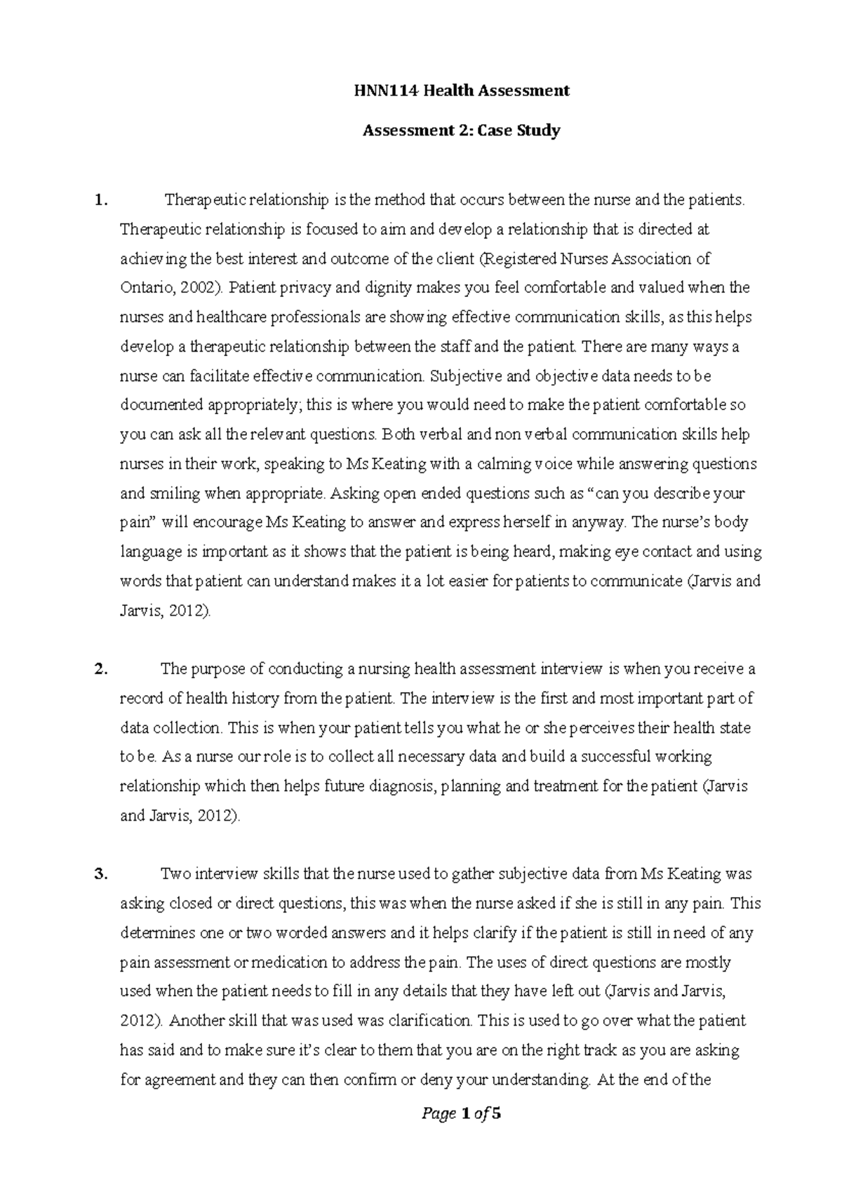 HNN114 Health Assessment 2 docx - HNN114 Health Assessment Assessment 2 ...