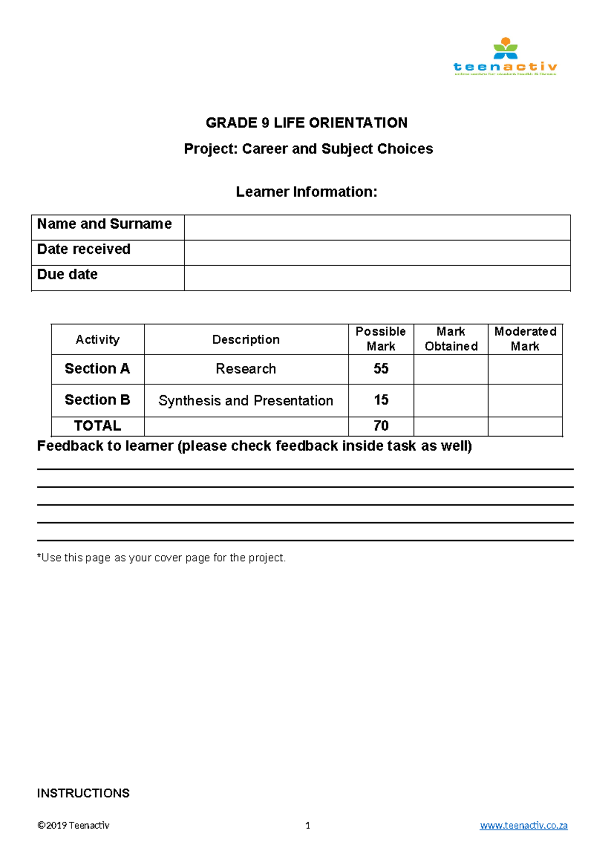 Gr9-LO-Project-Subject-Choice 2024 - GRADE 9 LIFE ORIENTATION Project ...
