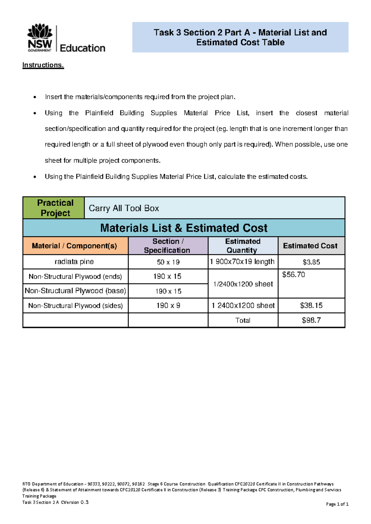 Task 3 Section 2 Part A - completed - RTO Department of Education ...