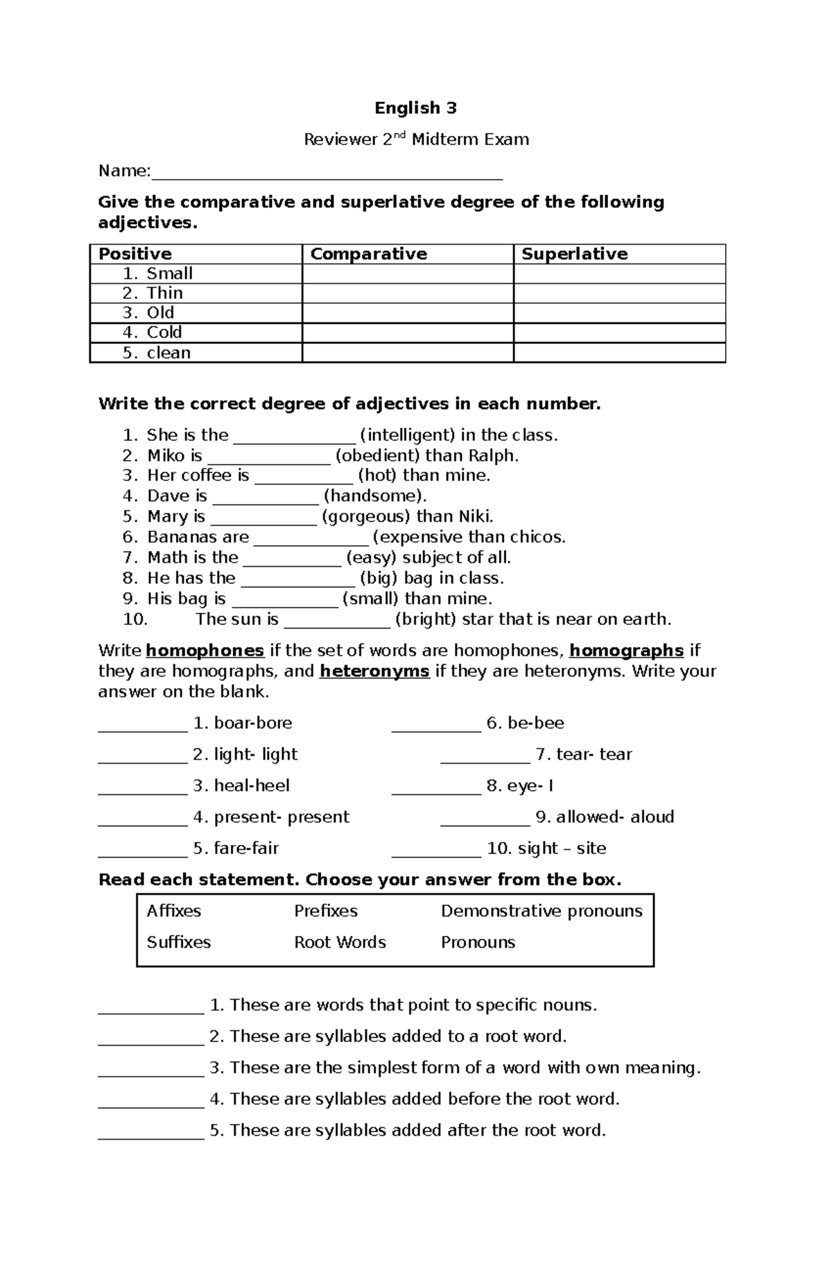 English 3 - hi! - English 3 Reviewer 2nd Midterm Exam - Studocu