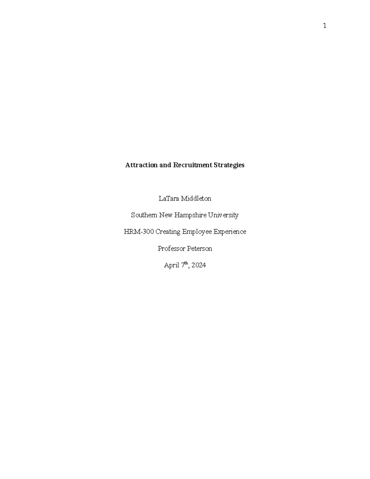 Attraction and Recruitment Strategies - One important strategy is to ...