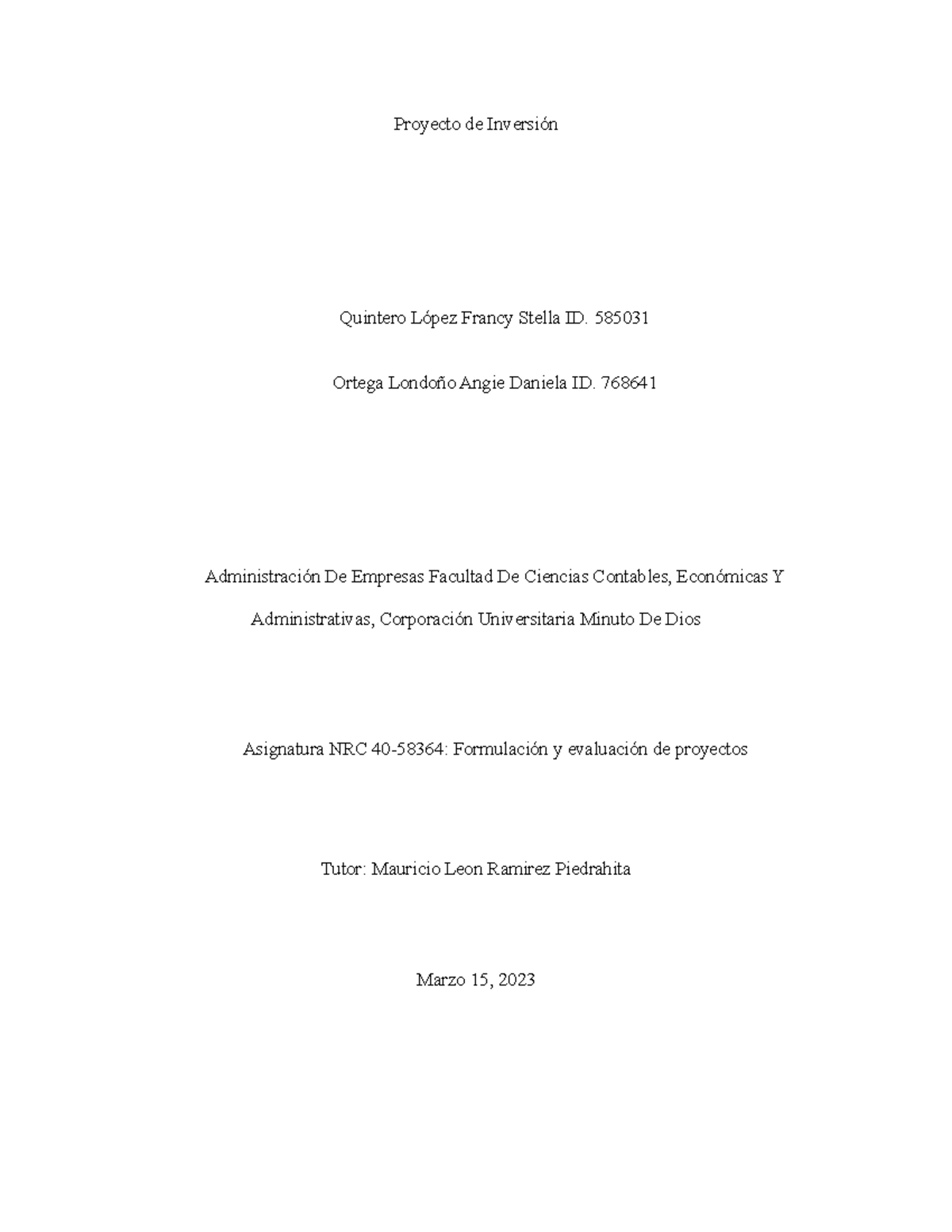 Actividad # 1 - okay - Proyecto de Inversión Quintero López Francy ...