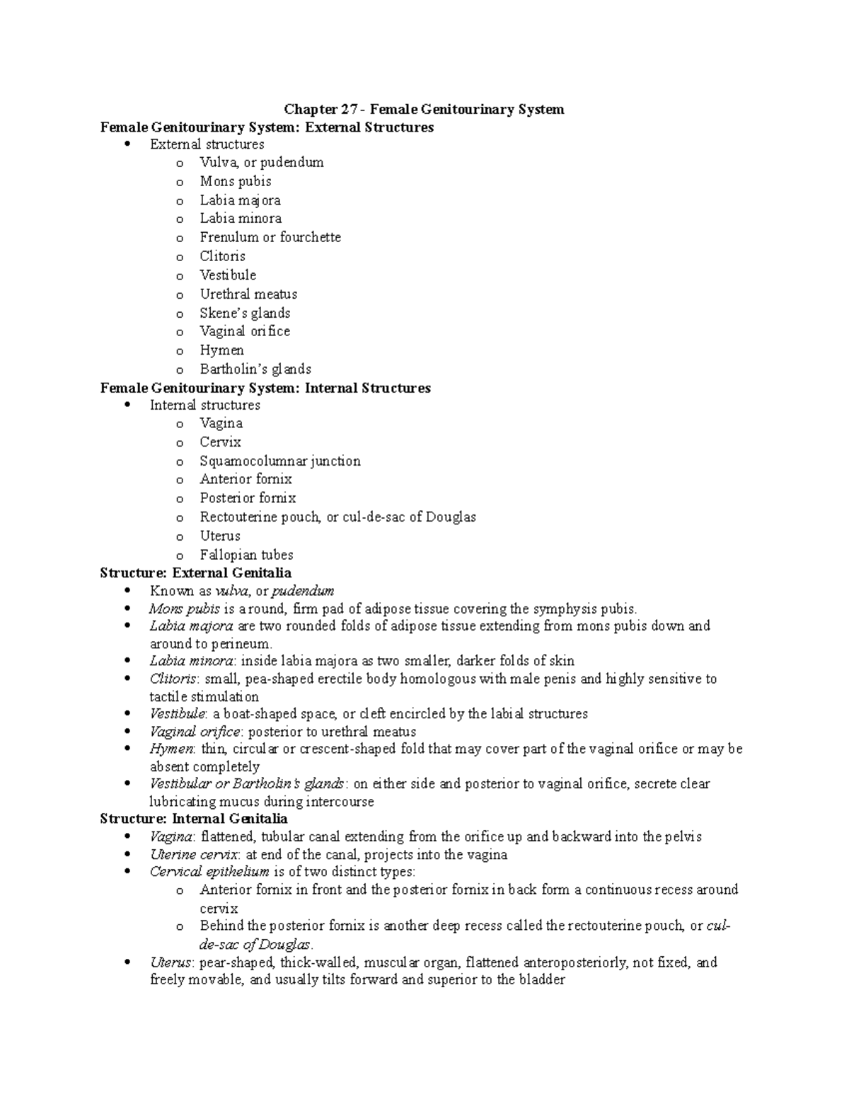 Chapter 27 Female GU - Chapter 27 - Female Genitourinary System Female ...