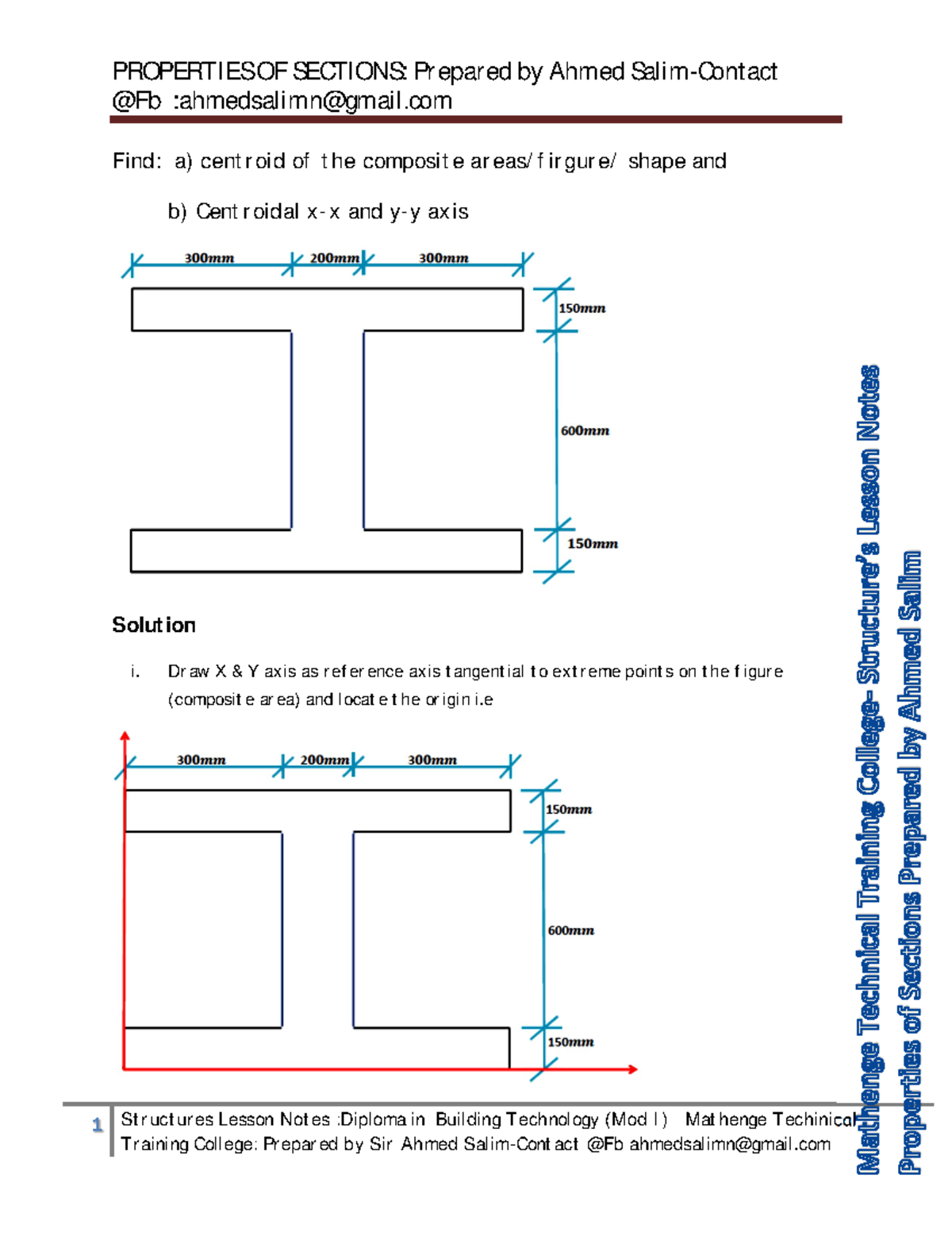 Centroids - Notes - @Fb :ahmedsalimn@gmail υ Structures Lesson Notes ...