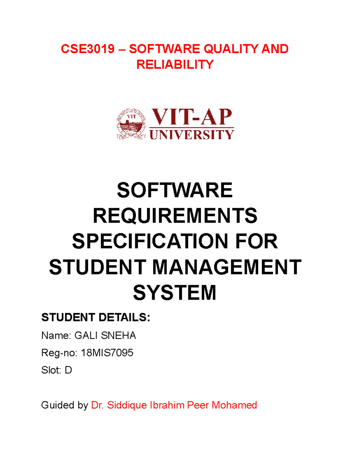 Srs sms - SRS DOCUMENT OF STUDENT MANAGEMENT SYSTEM - CSE3019 ...