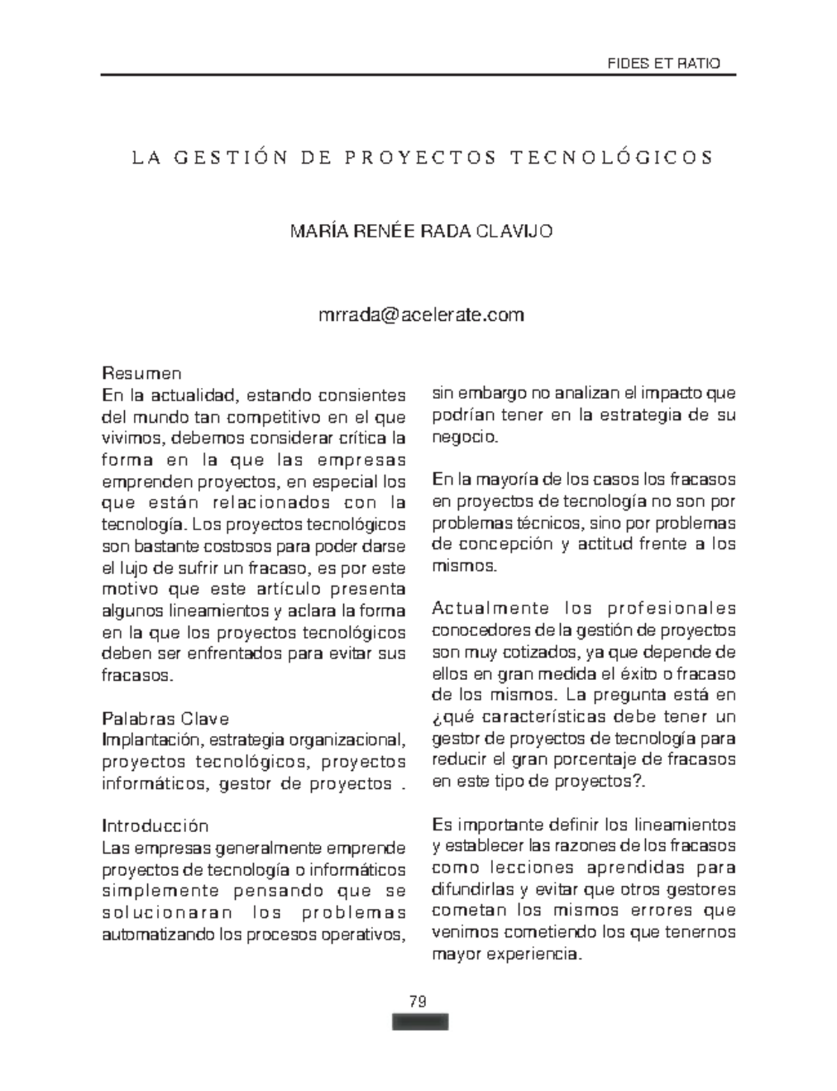 Artículo Scielo Gestión Proyectos Tecnológicos - L A G E S T I Ó N D E ...