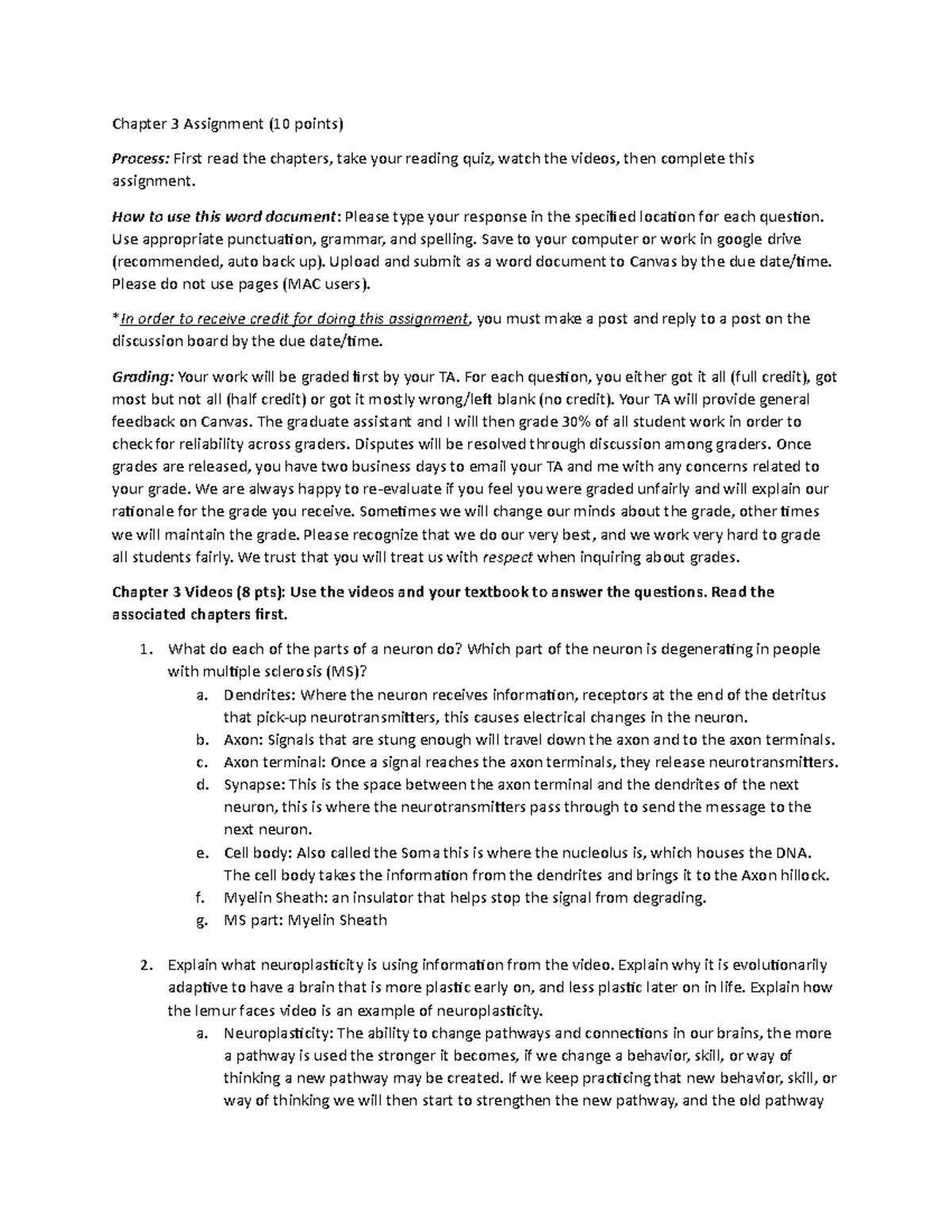 Chapter 3Assignment - Chapter 3 Assignment (10 points) Process: First ...