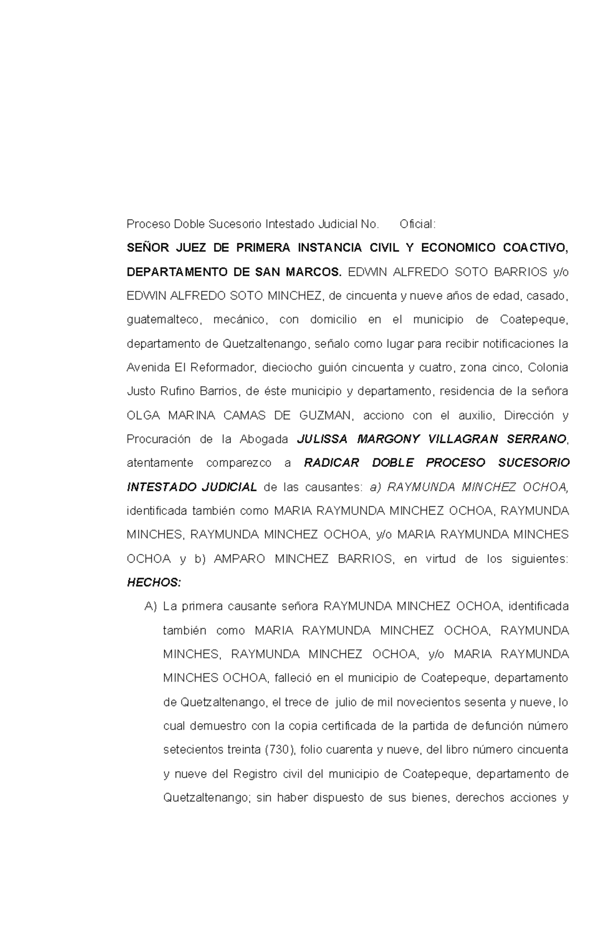 Proceso Sucesorio Intestado Judicial - Proceso Doble Sucesorio ...