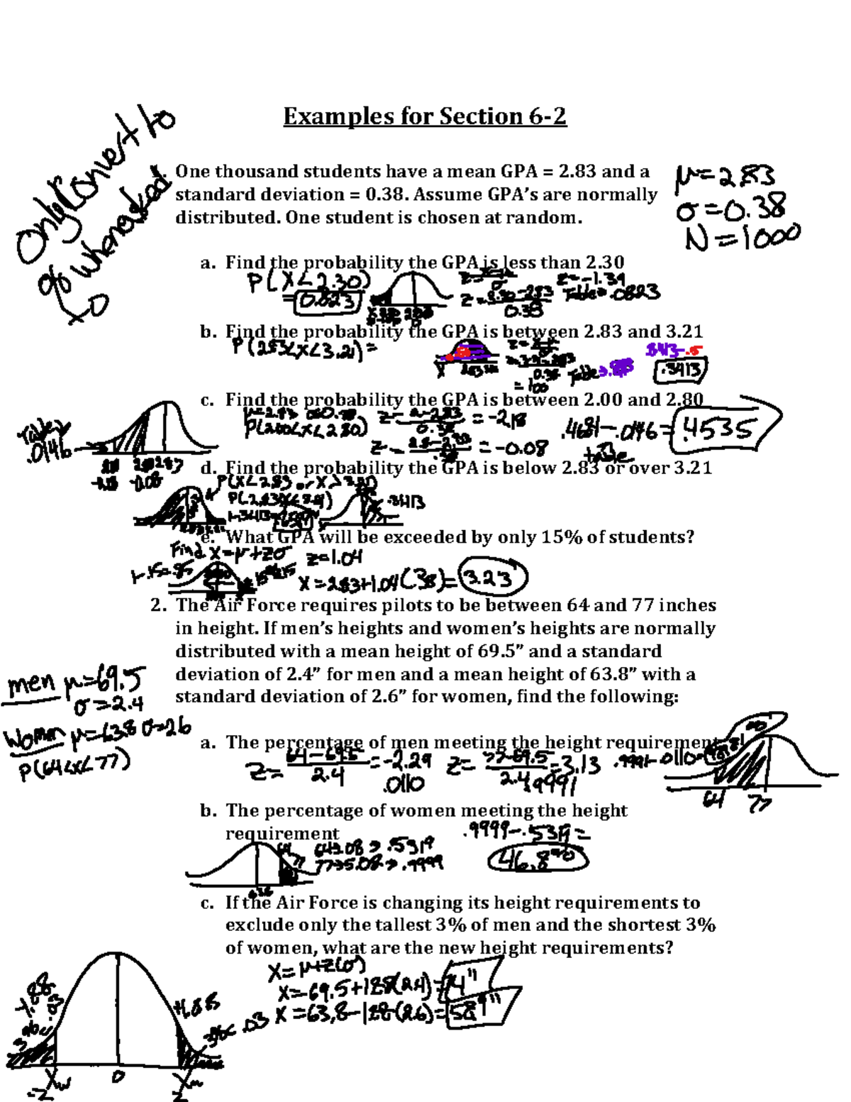 Ex; Sec 6-2 - Material given during and completed during class ...