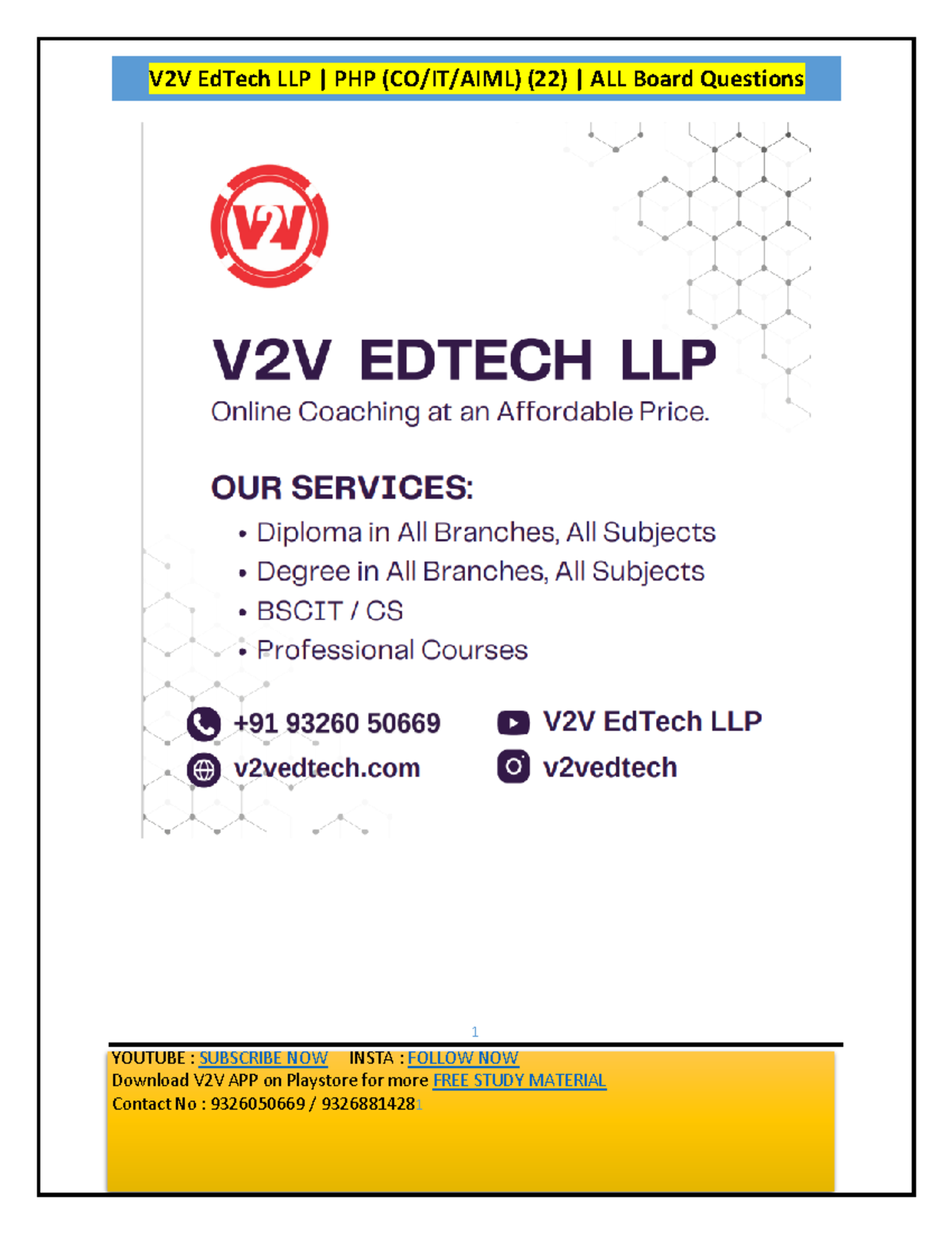 Super 25 PHP Q&A V2V - 1 YOUTUBE : SUBSCRIBE NOW INSTA : FOLLOW NOW ...