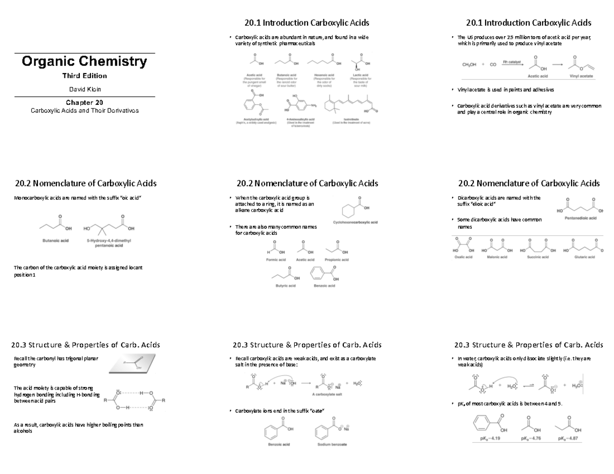 Ch20 - ook - Chapter 20 Carboxylic Acids and Their Derivatives Organic ...