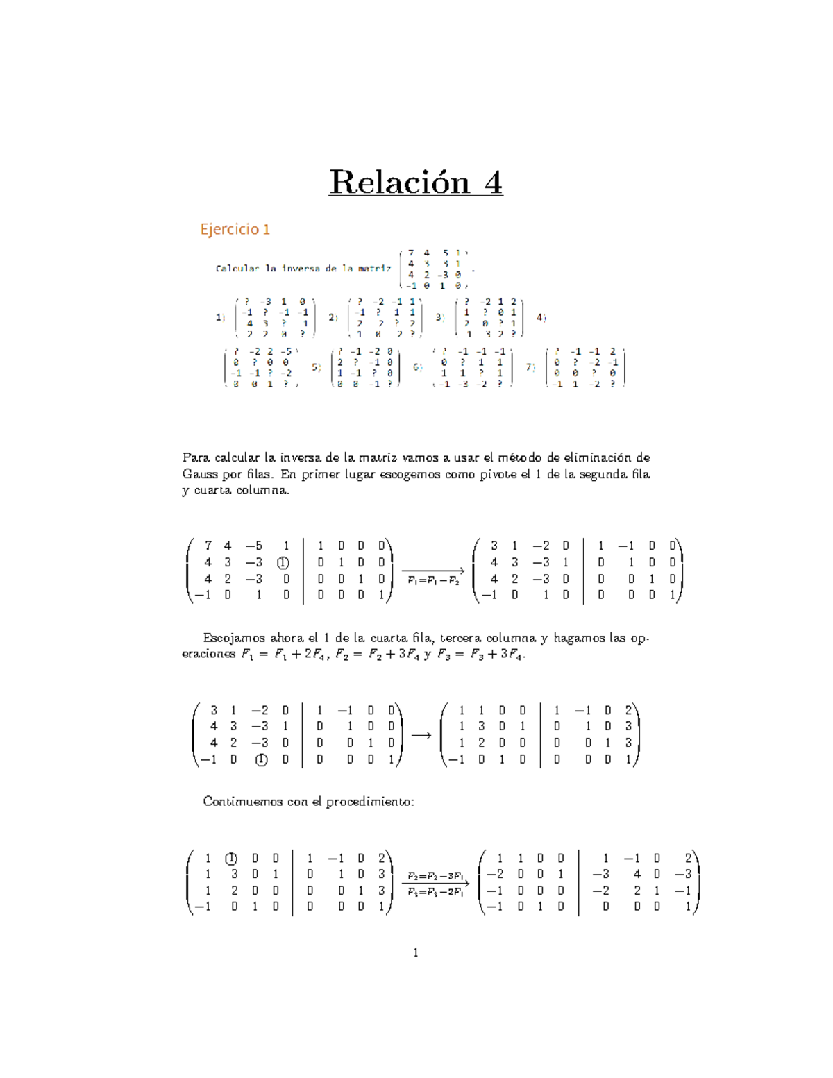 Relacion Resuelta 4 - Solución de ejercicios - Relaci ́on 4 Para ...