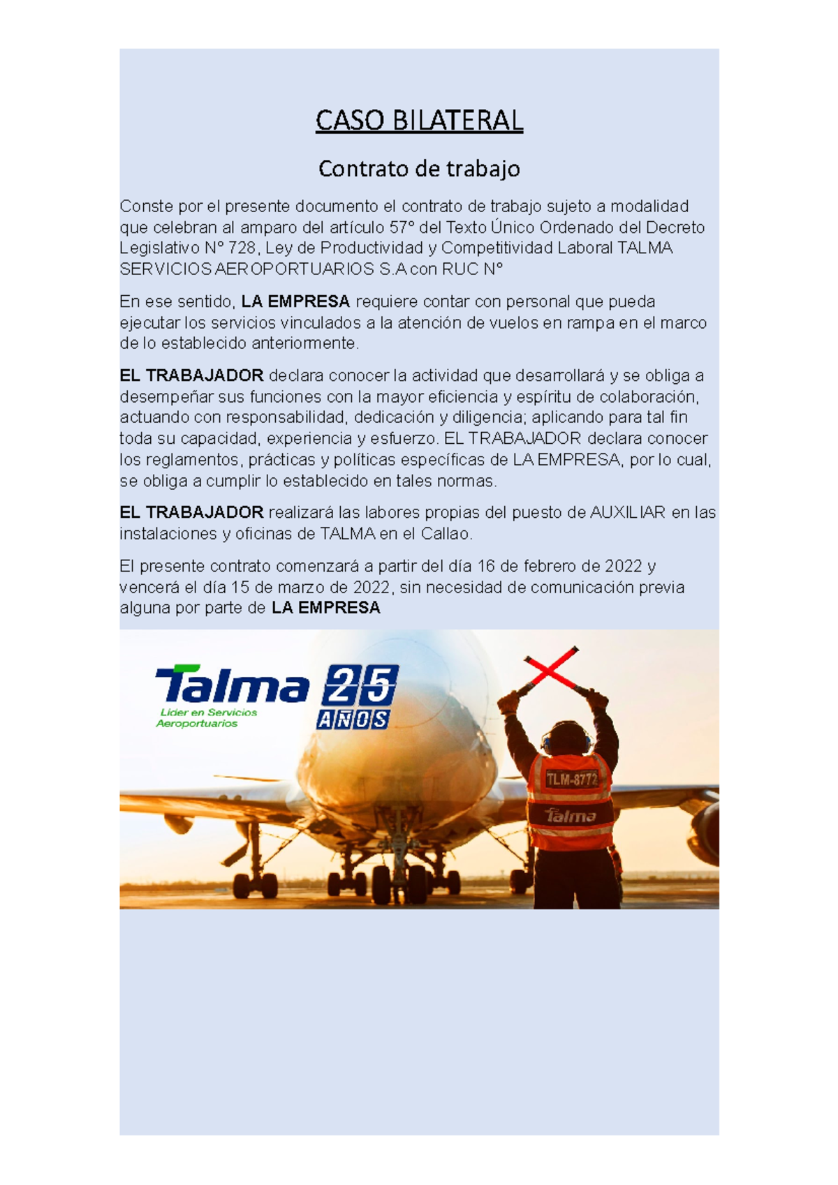 CASO Bilateral - Tarea 1° ciclo de historia del derecho. - CASO ...