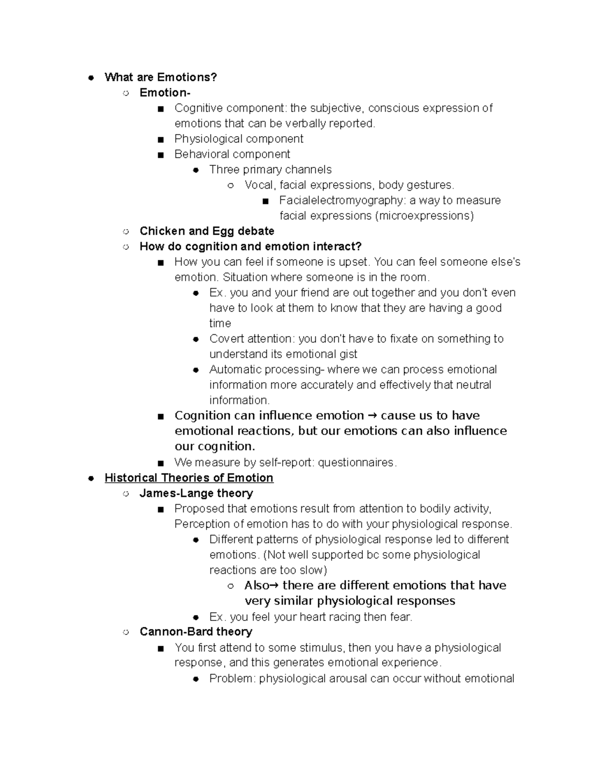 Psych 1101 Discussion over Emotions and Lecture Notes - What are ...