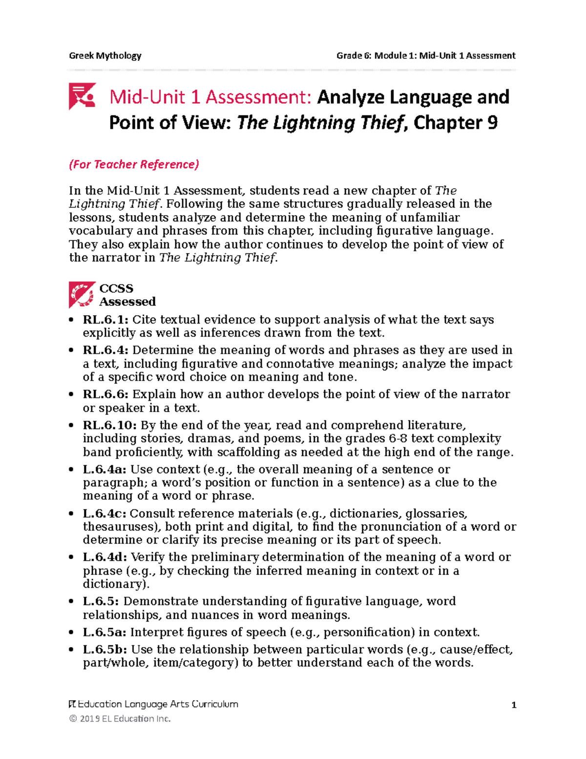 G6m1u1 modulelessons mid-unit-1-assessment-0220 - Greek Mythology Grade ...