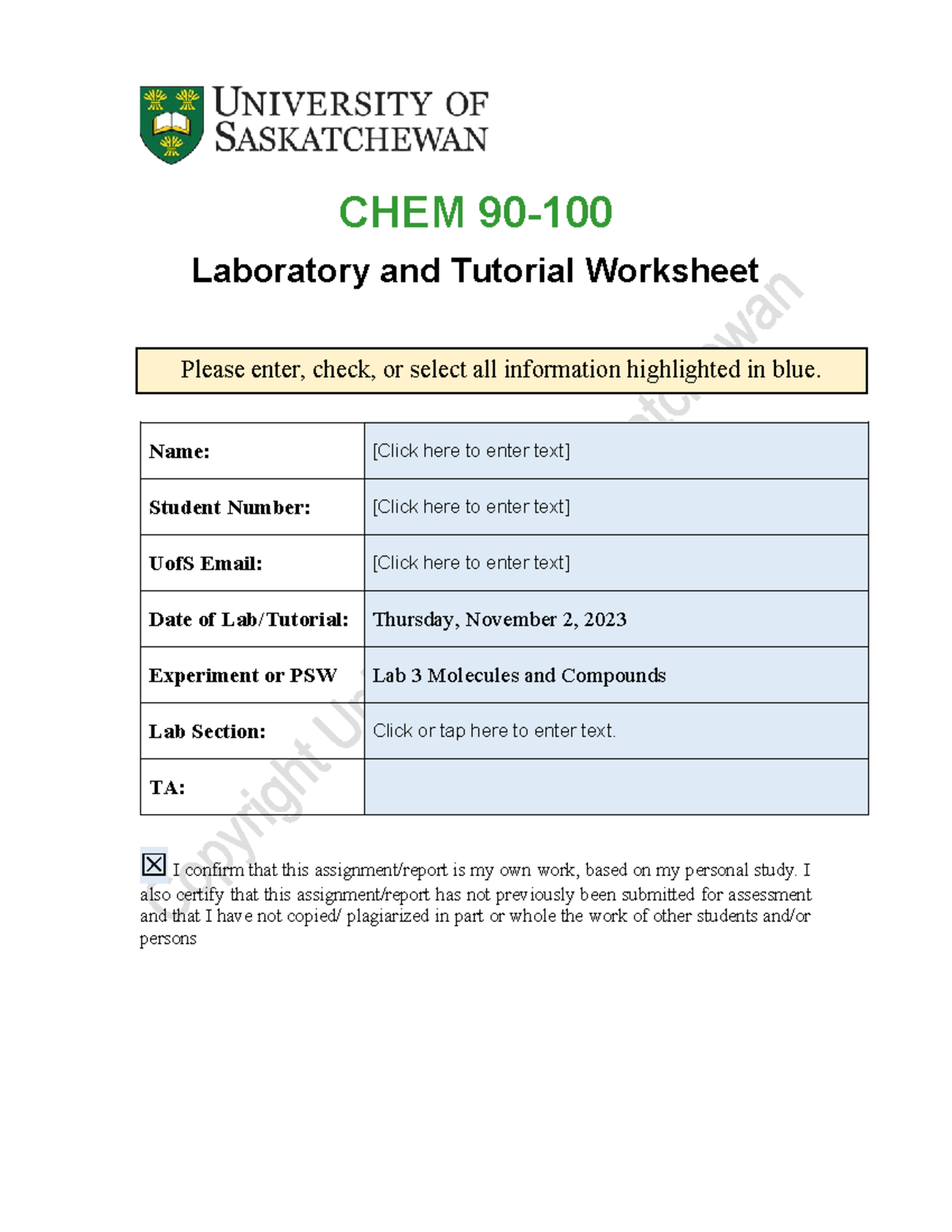 Chem90-100- Molecules and Compounds - Post-Lab Version B-2023 - CHEM 90 ...