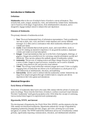 Unit-2 - UNIT-2 - MULTIMEDIA FILE FORMATS Multimedia file formats are ...