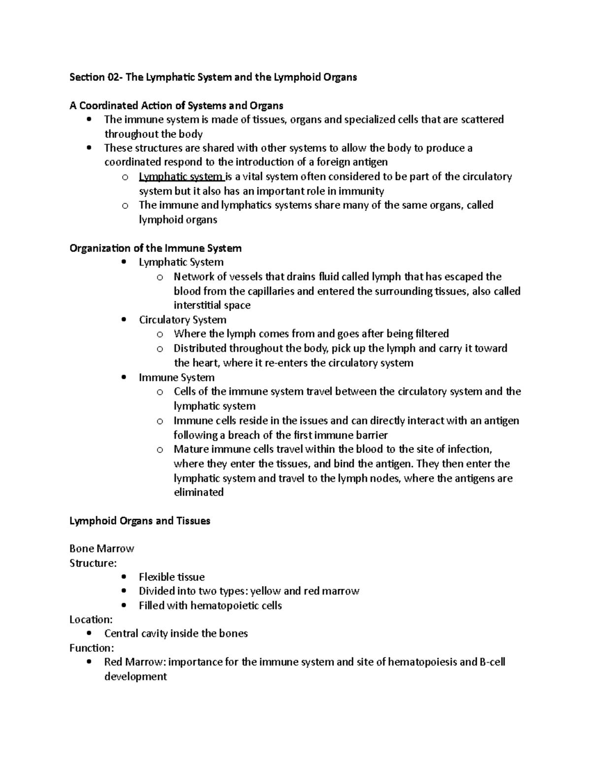 MICR 270 Module 1 - Section 02- The Lymphatic System and the Lymphoid ...
