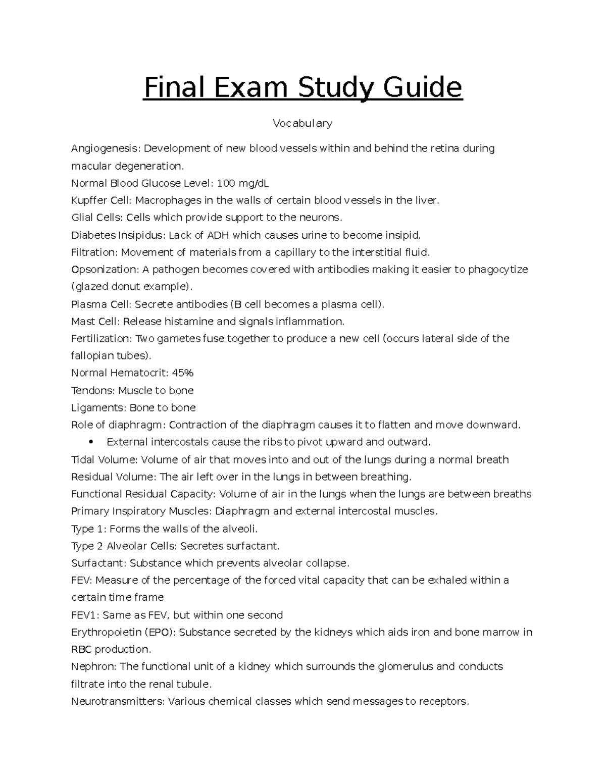 Finalreviewcomplete - good note - Final Exam Study Guide Vocabulary ...