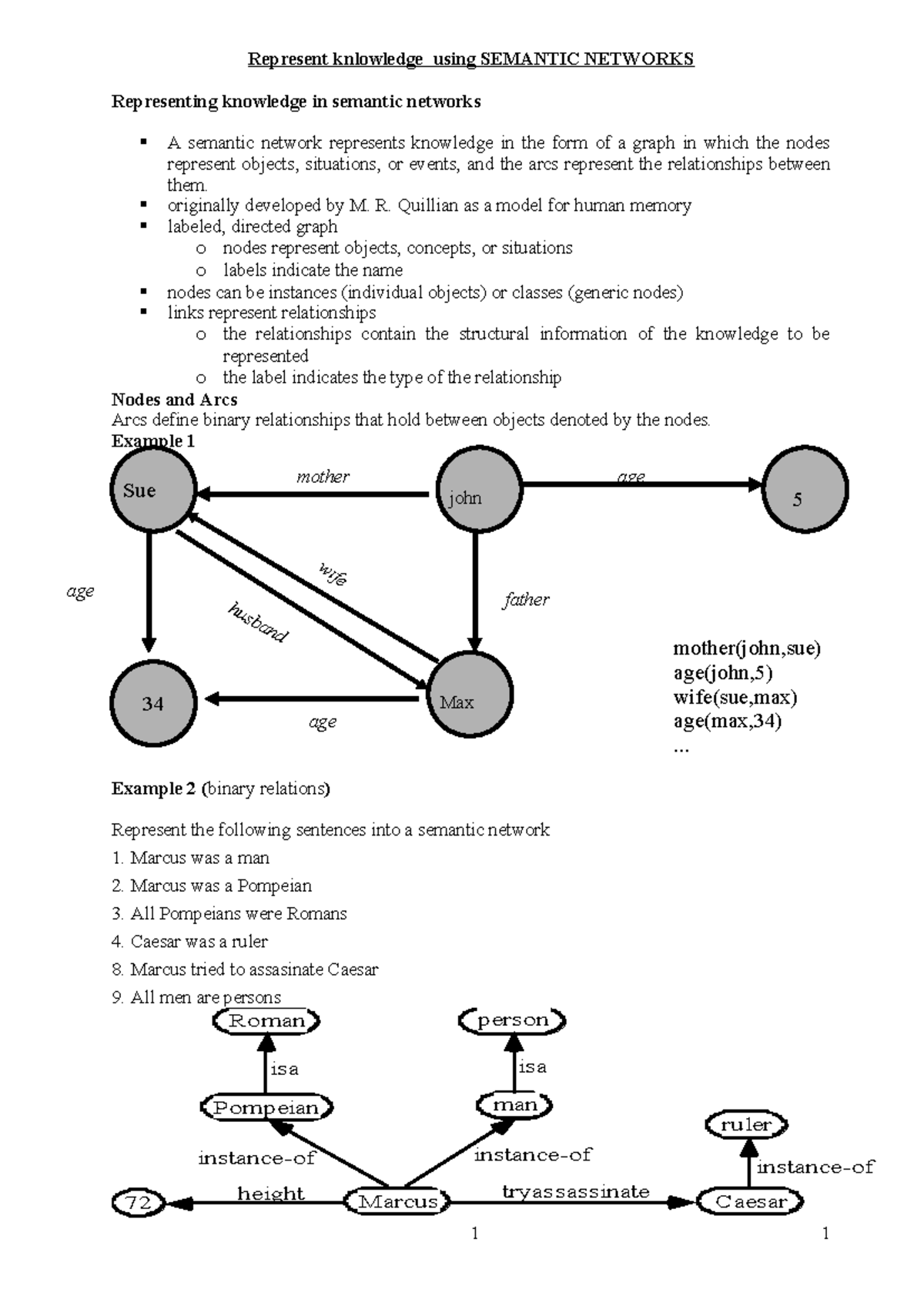 Knowlege representation-Semantic netorks-1 - Represent knlowledge using ...