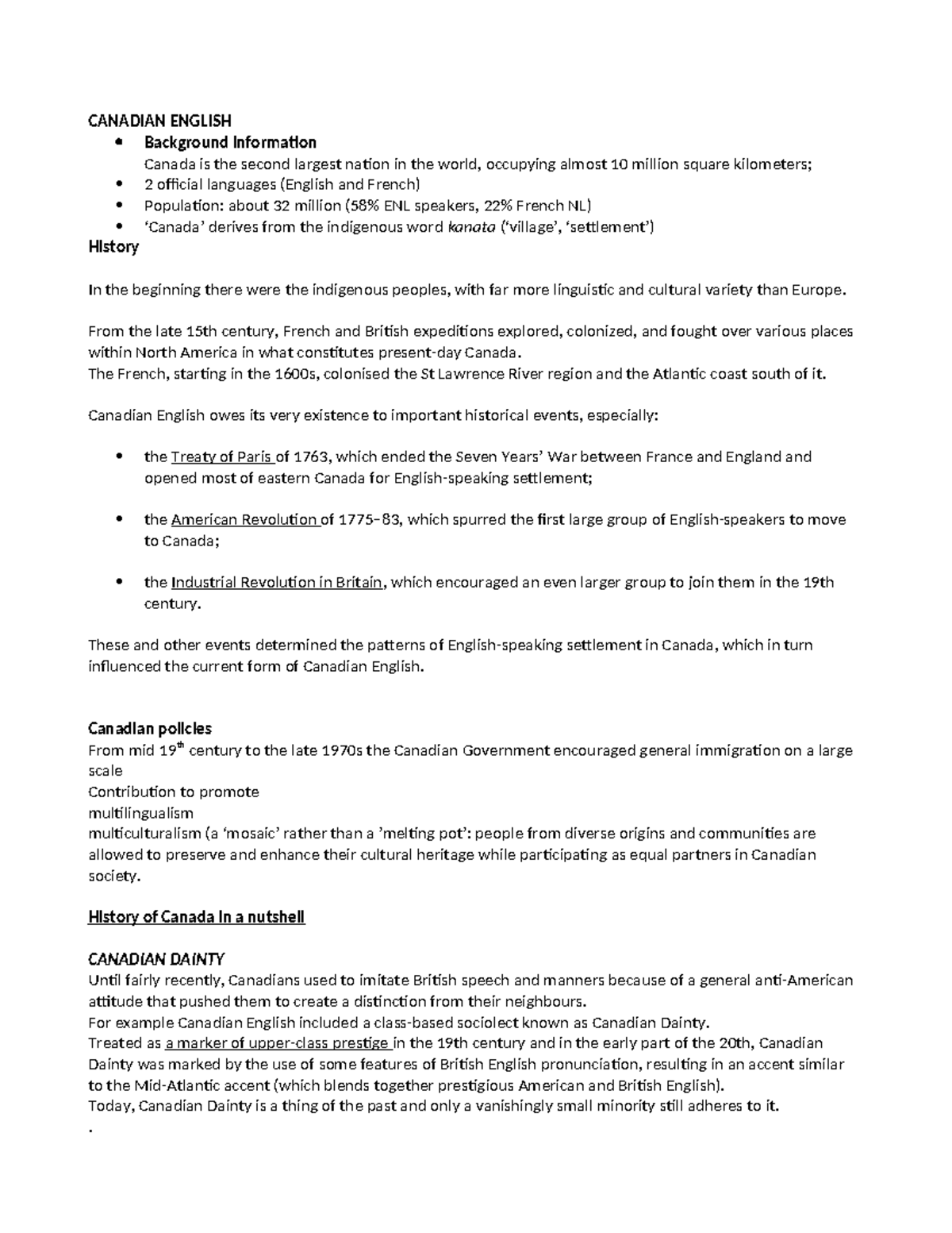 Canadian English - riassunto ppt - CANADIAN ENGLISH Background ...