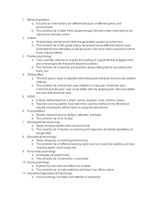 AP Psychology 1 - Module 11 Review Multiple Choice Questions - 1 ...