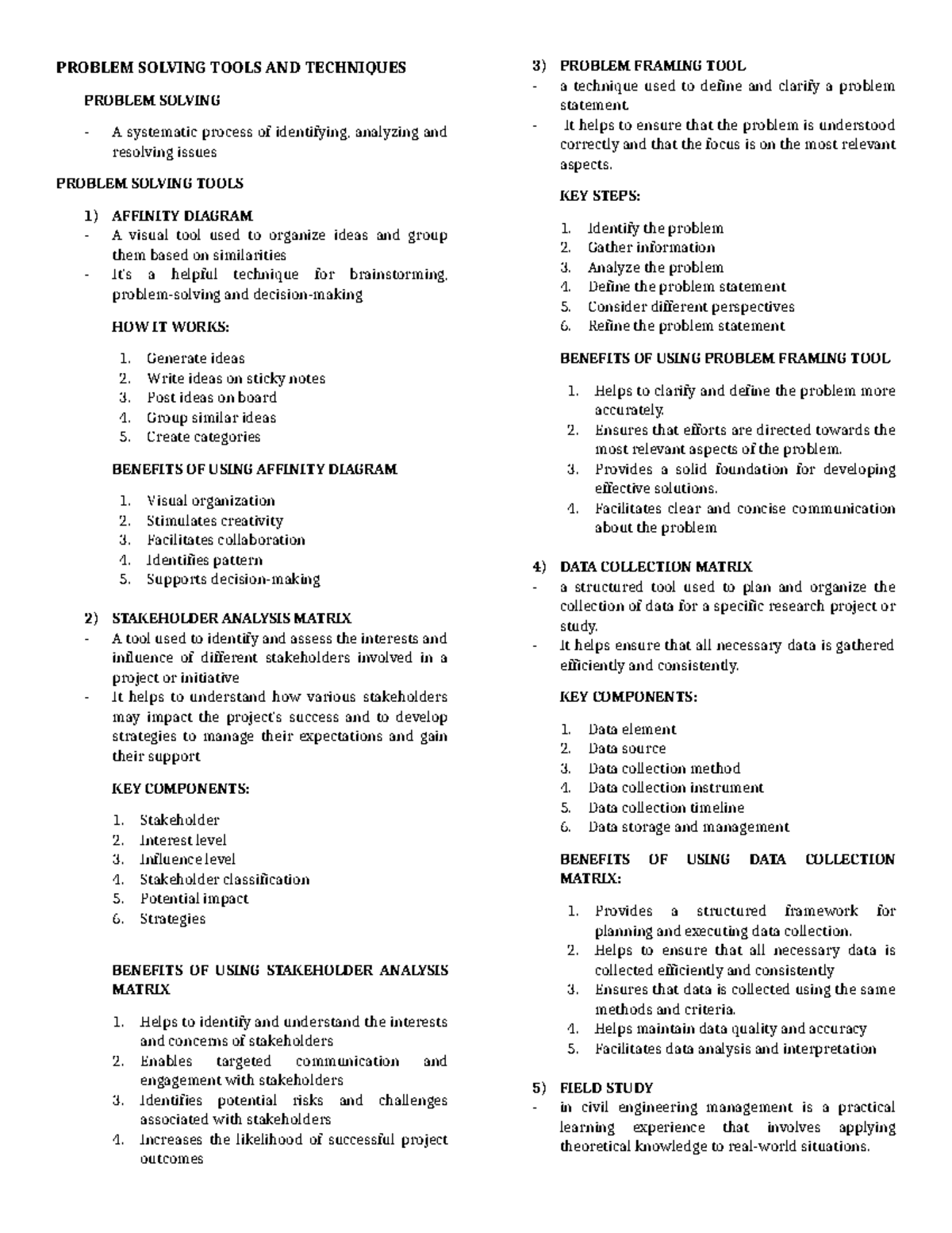 Problem Solving Tools AND Techniques - PROBLEM SOLVING TOOLS AND ...