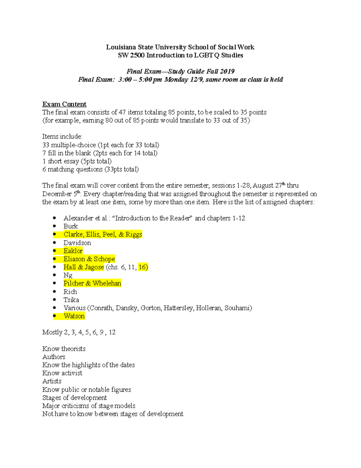 Study Guide for Final - Summary Introduction to LGBTQ Studies ...