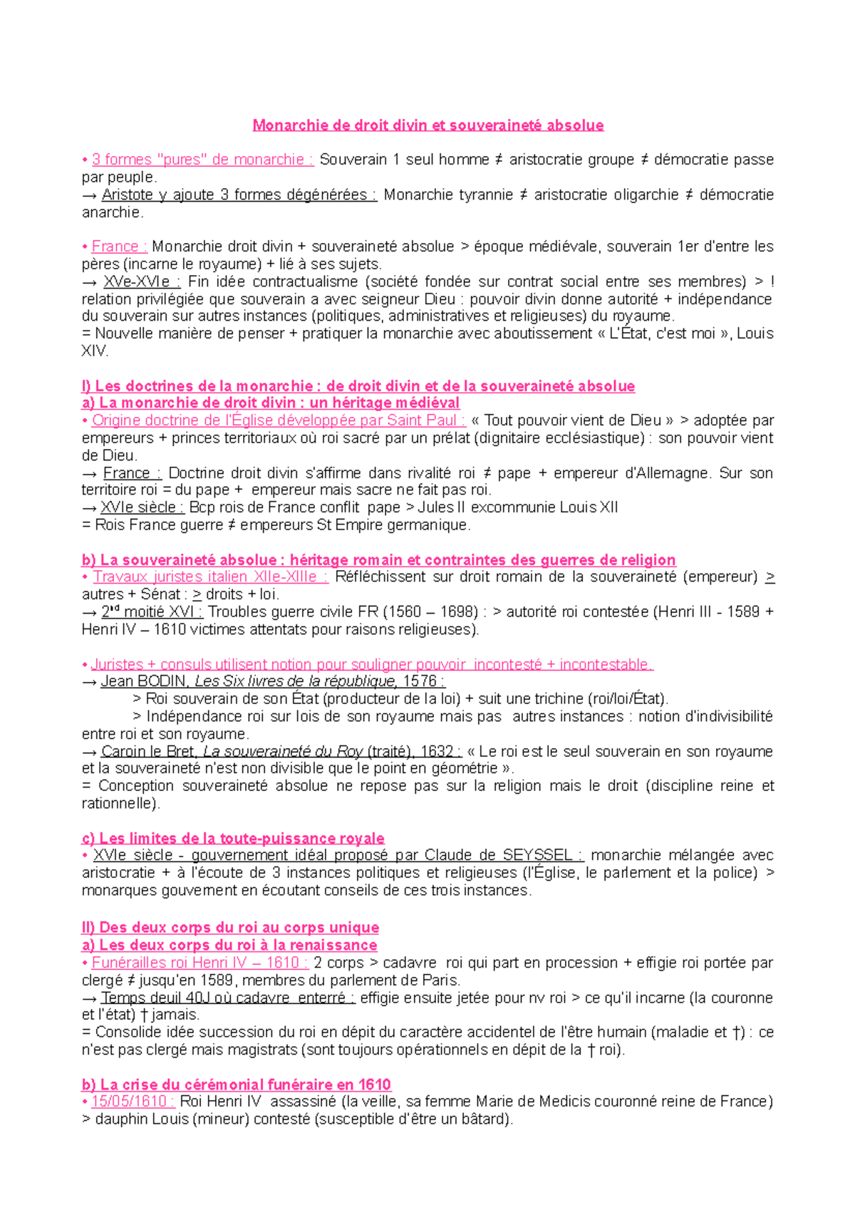 HMO5 - Monarchie de droit divin et souveraineté absolue - Monarchie de ...