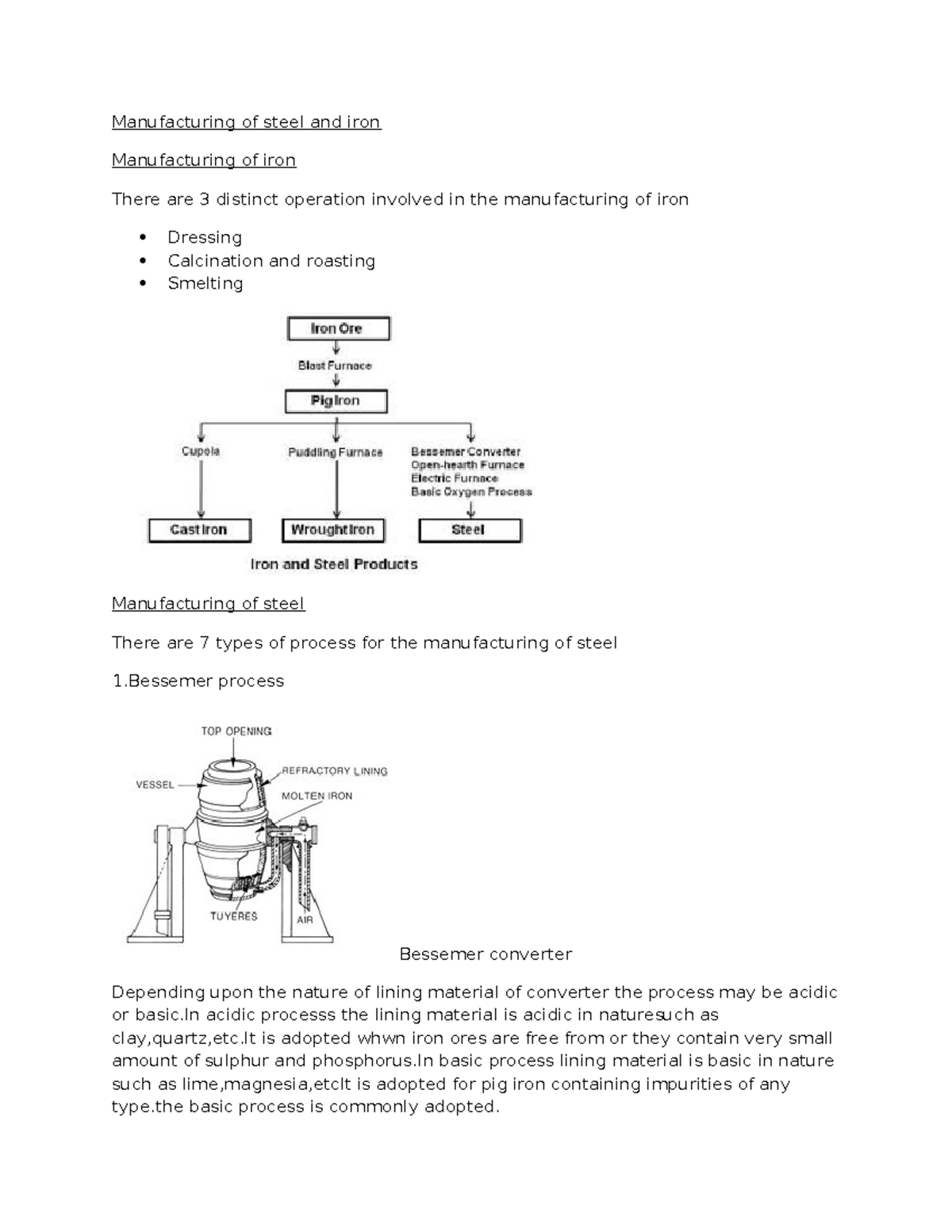 Manufacturing of steel and iron - Manufacturing of steel and iron ...