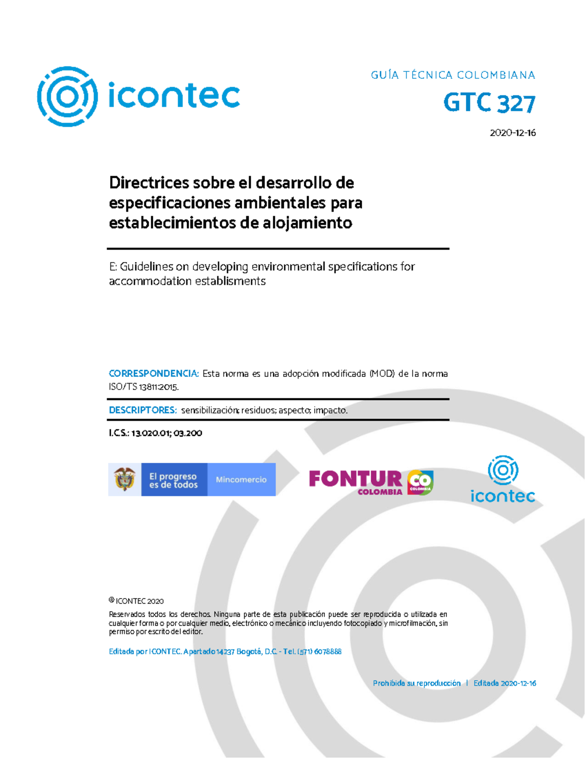 GTC 327 2020 Directrices Sobre EL Desarrollo DE Especificaciones ...