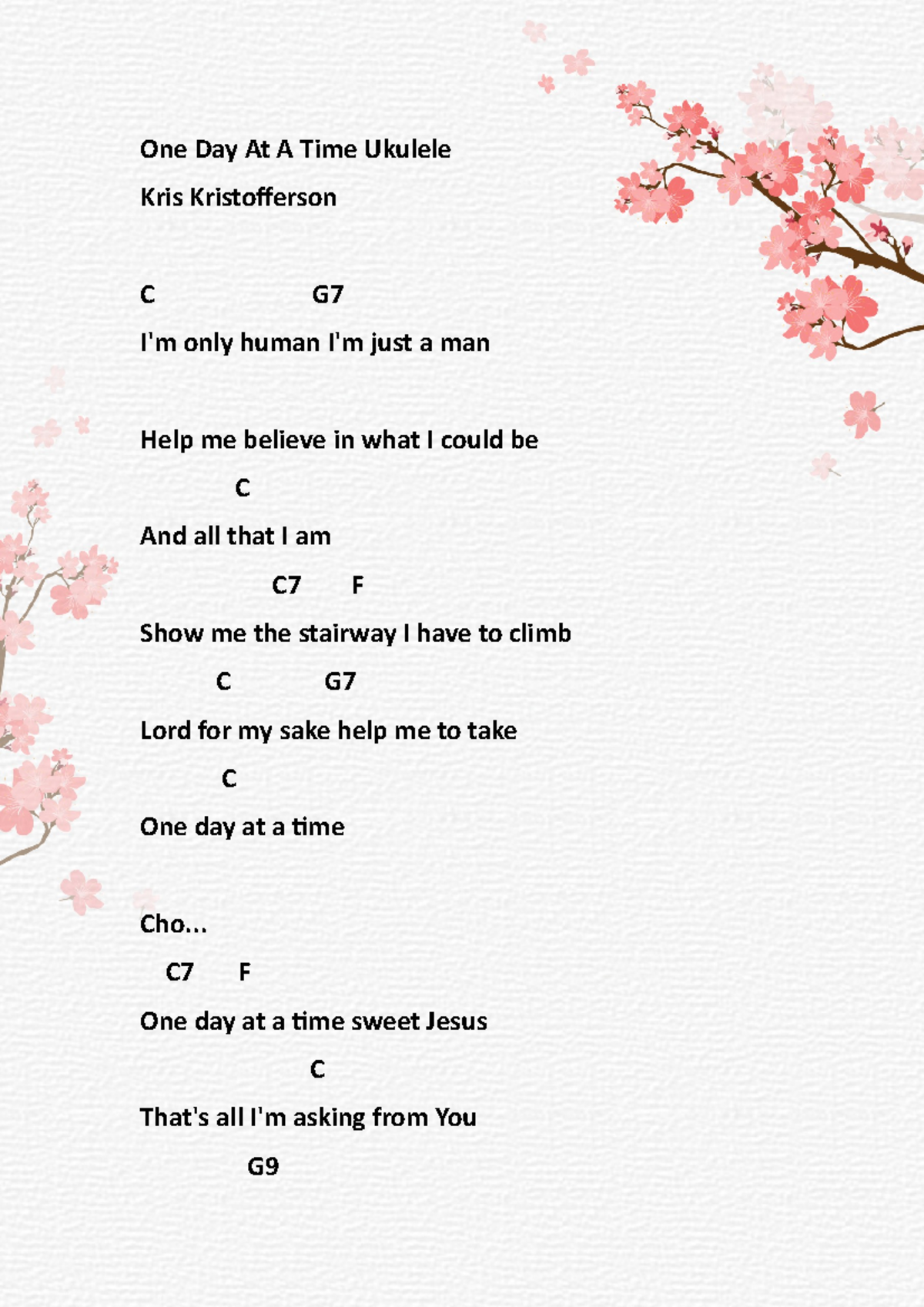 One day at a time - One day at a time - One Day At A Time Ukulele Kris ...