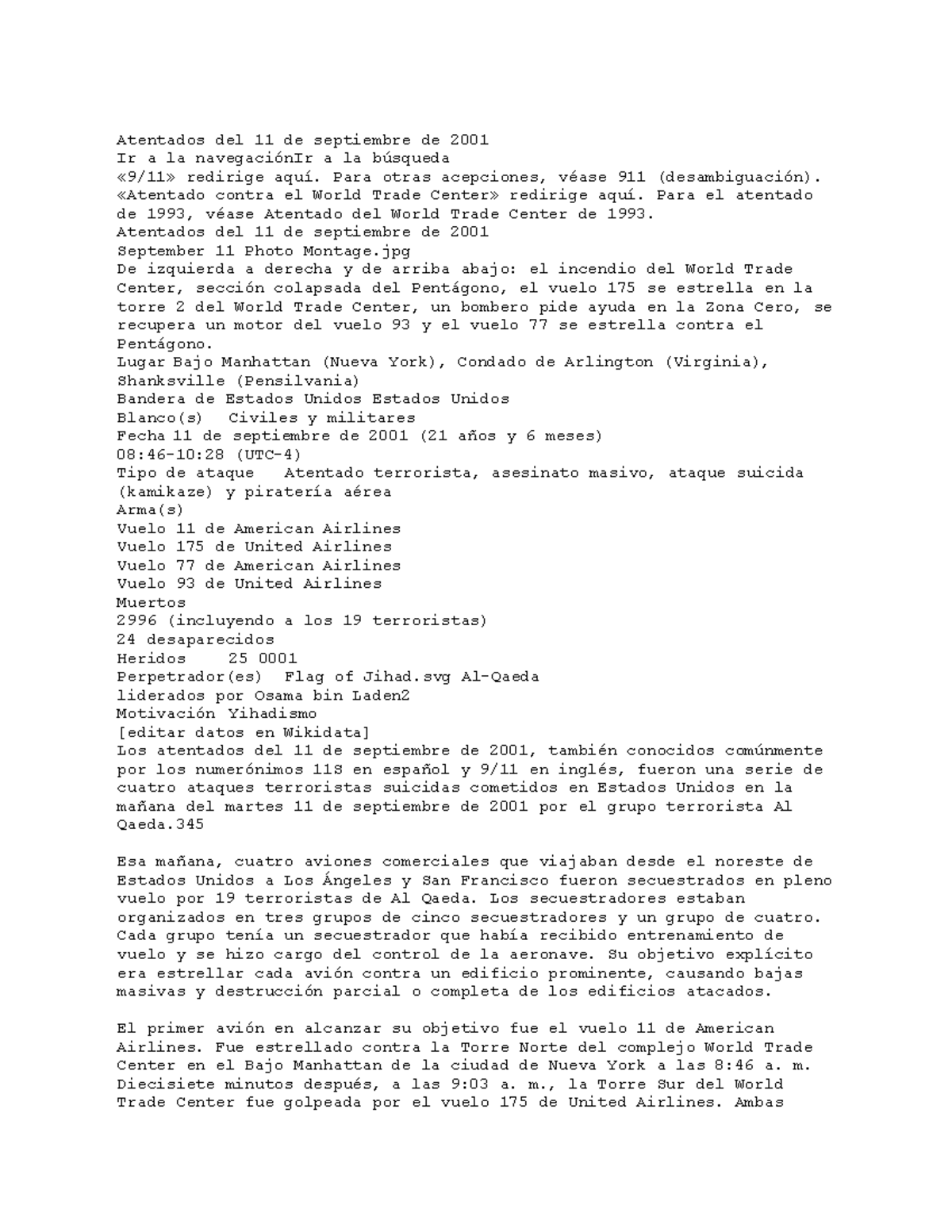 Atentados del 11 de septiembre de 2001 - Atentados del 11 de septiembre ...