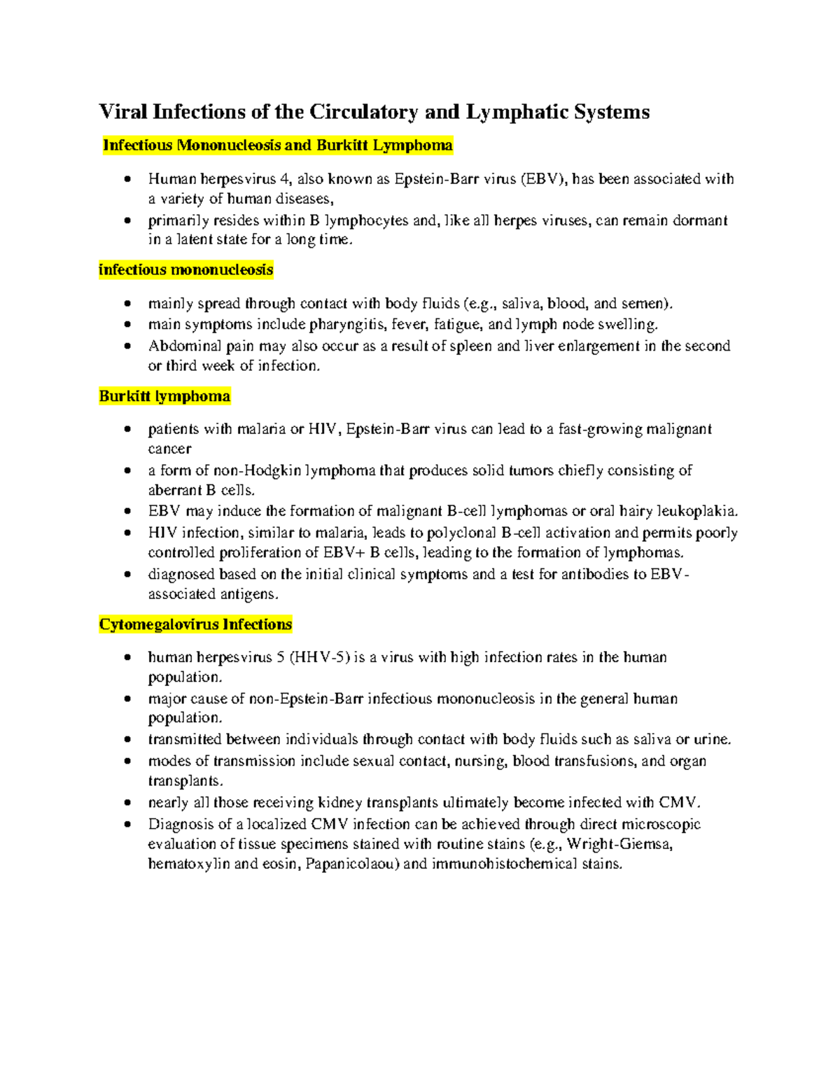 Unit 10 Viral Infections of the Circulatory and Lymphatic Systems ...