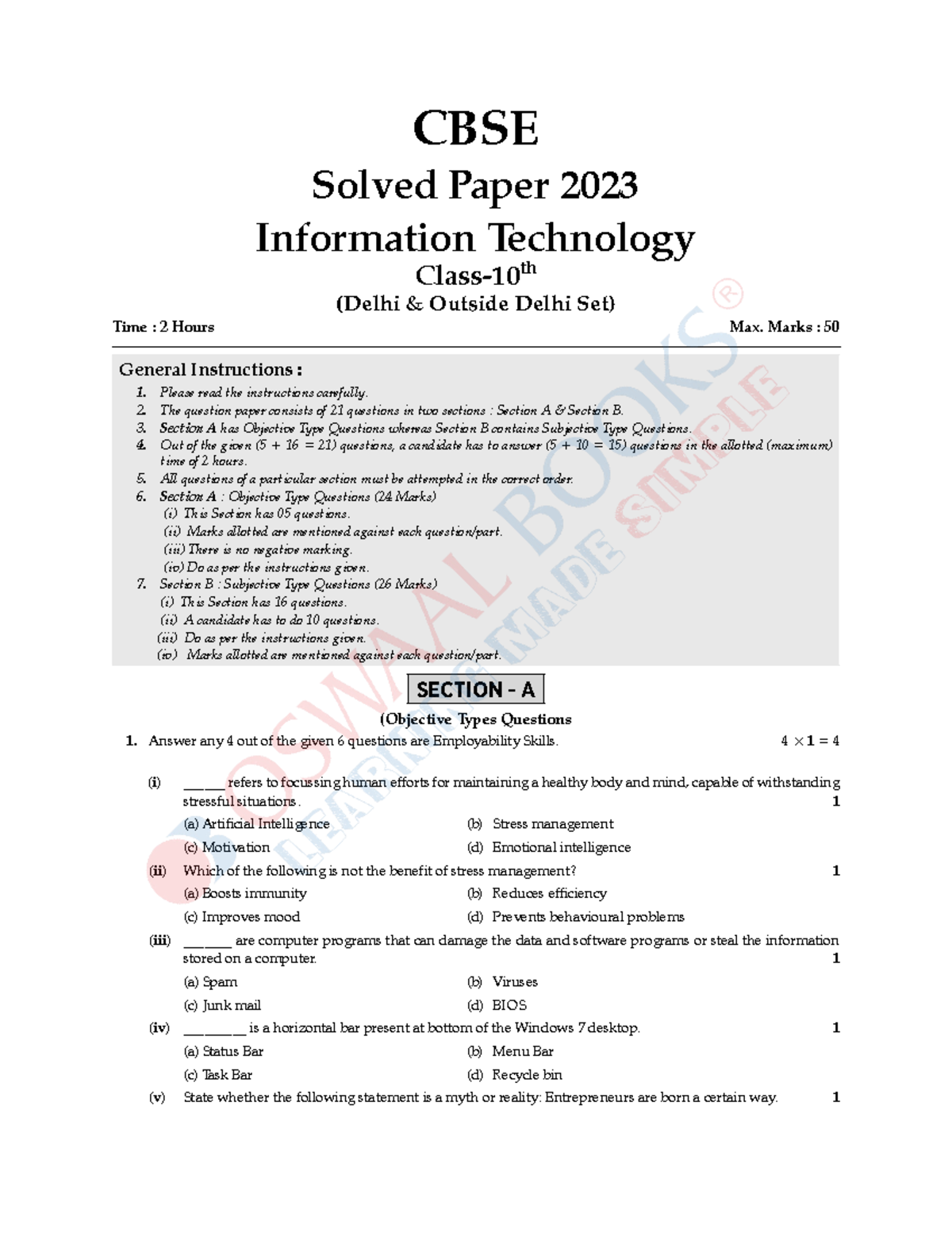 Information Technology Paper-1-8 - CBSE Solved Paper 2023 Information ...