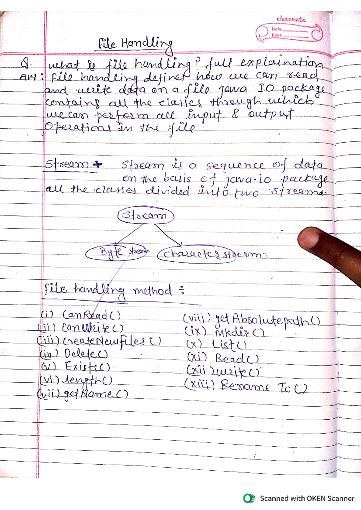Java ans - classmate Date Page File Handling Q. what is file handling P ...
