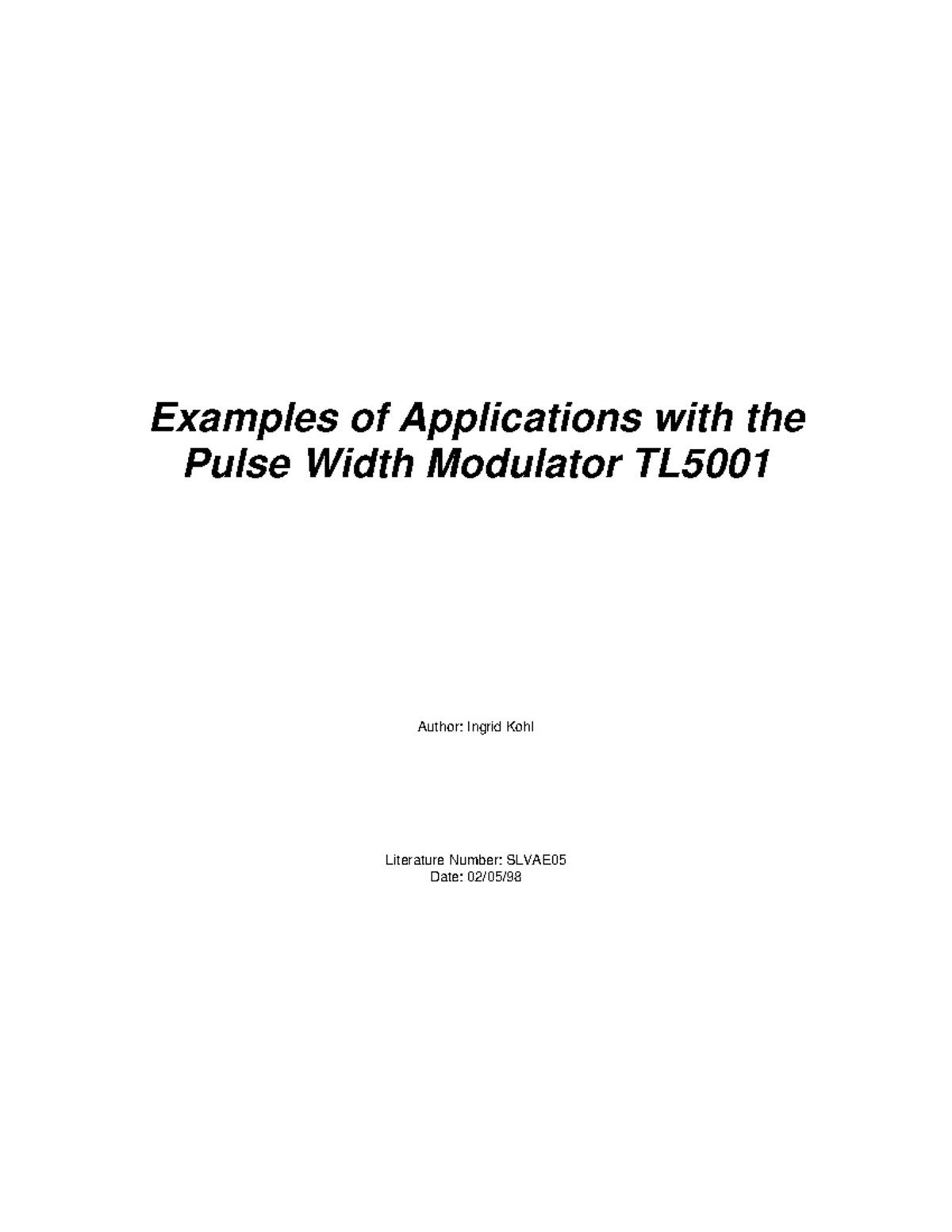 Examples of Applications with the PWM TL5001 - Examples of Applications ...